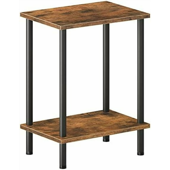End Table, Small Side Table, Nightstand with 2-Layer Storage Shelves ...