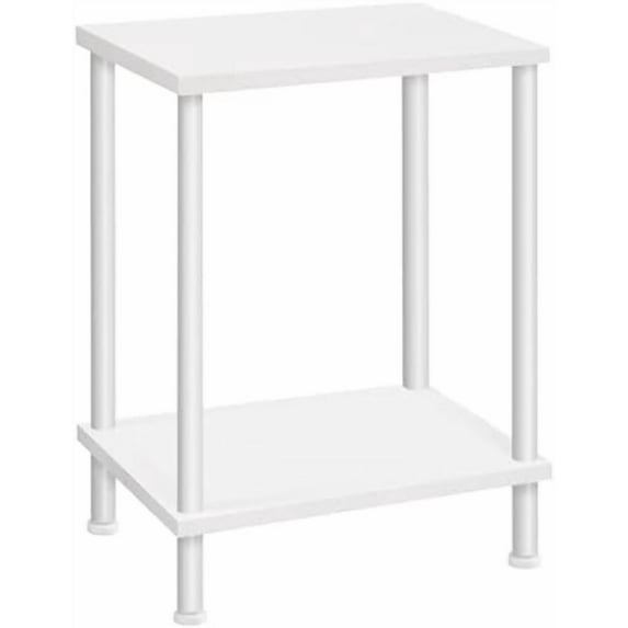 End Table, Small Side Table, Nightstand with 2-Layer Storage Shelves ...