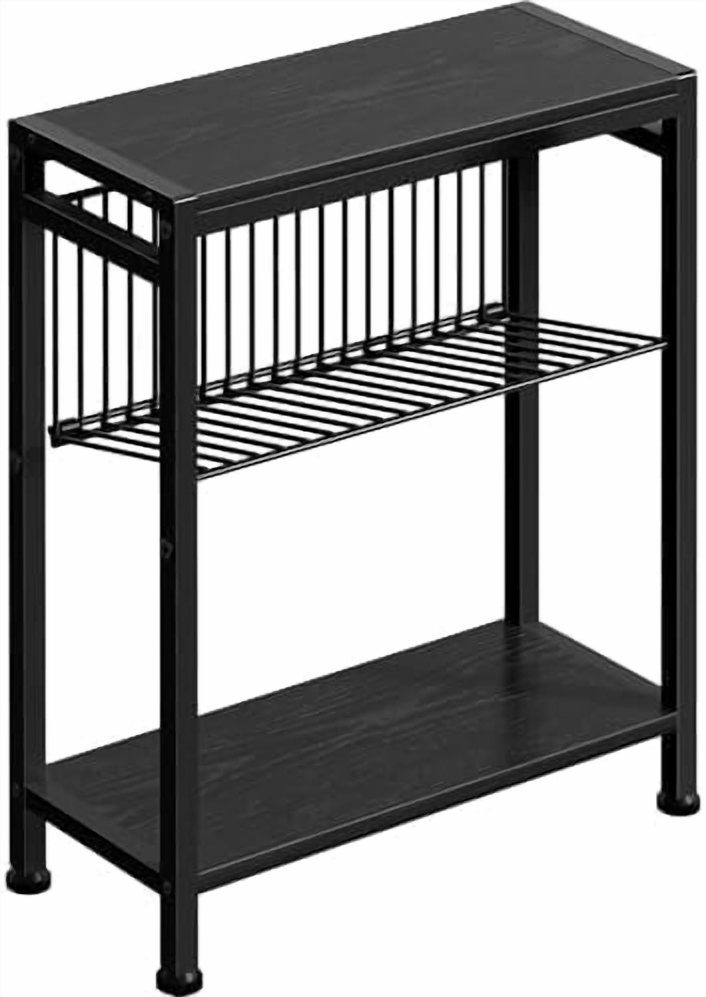 End Table for Small Space, 3-Tier Narrow Side Table with Magazine ...