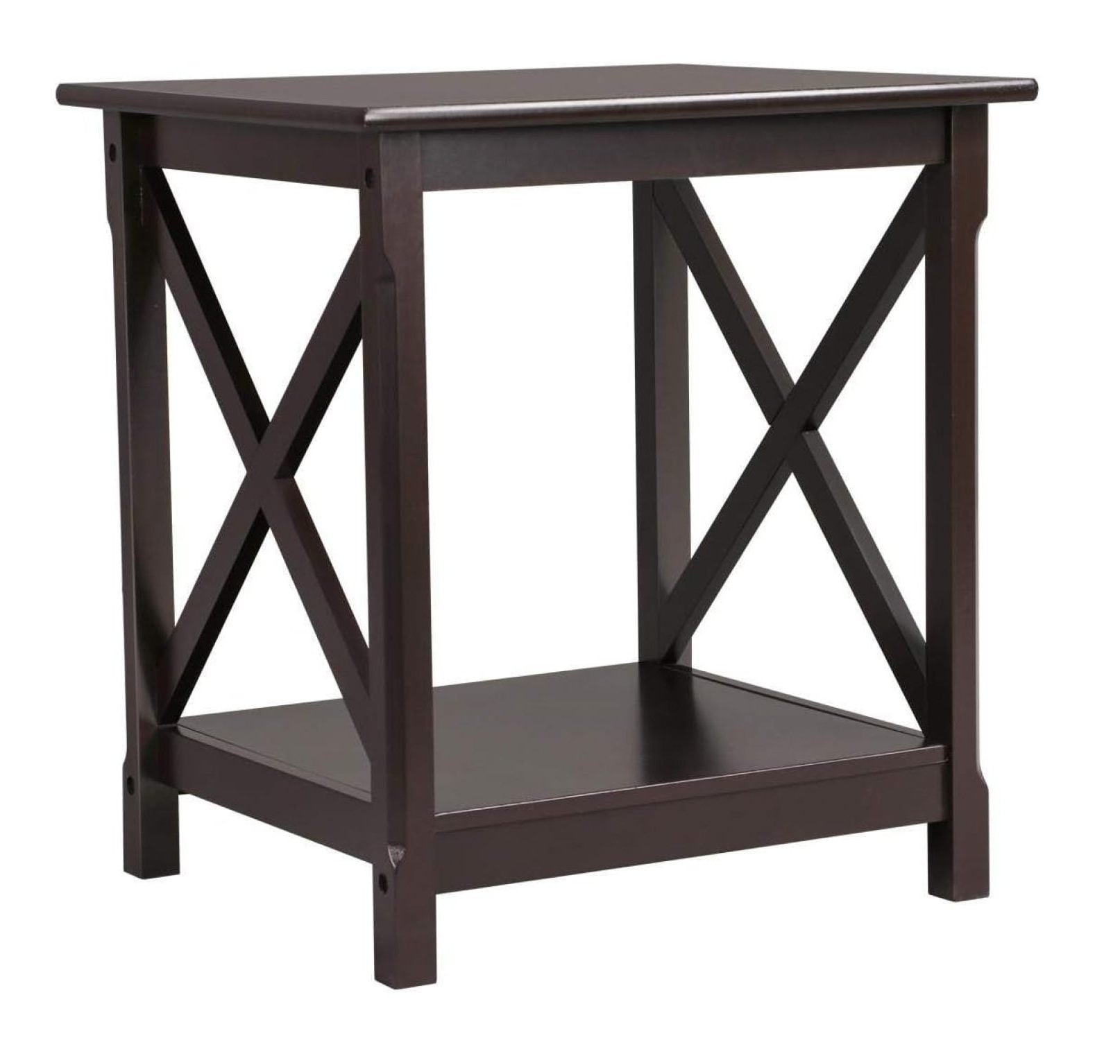 End Table with Storage Shelf in Classic X-Design, 2 Tier Strong Sofa ...