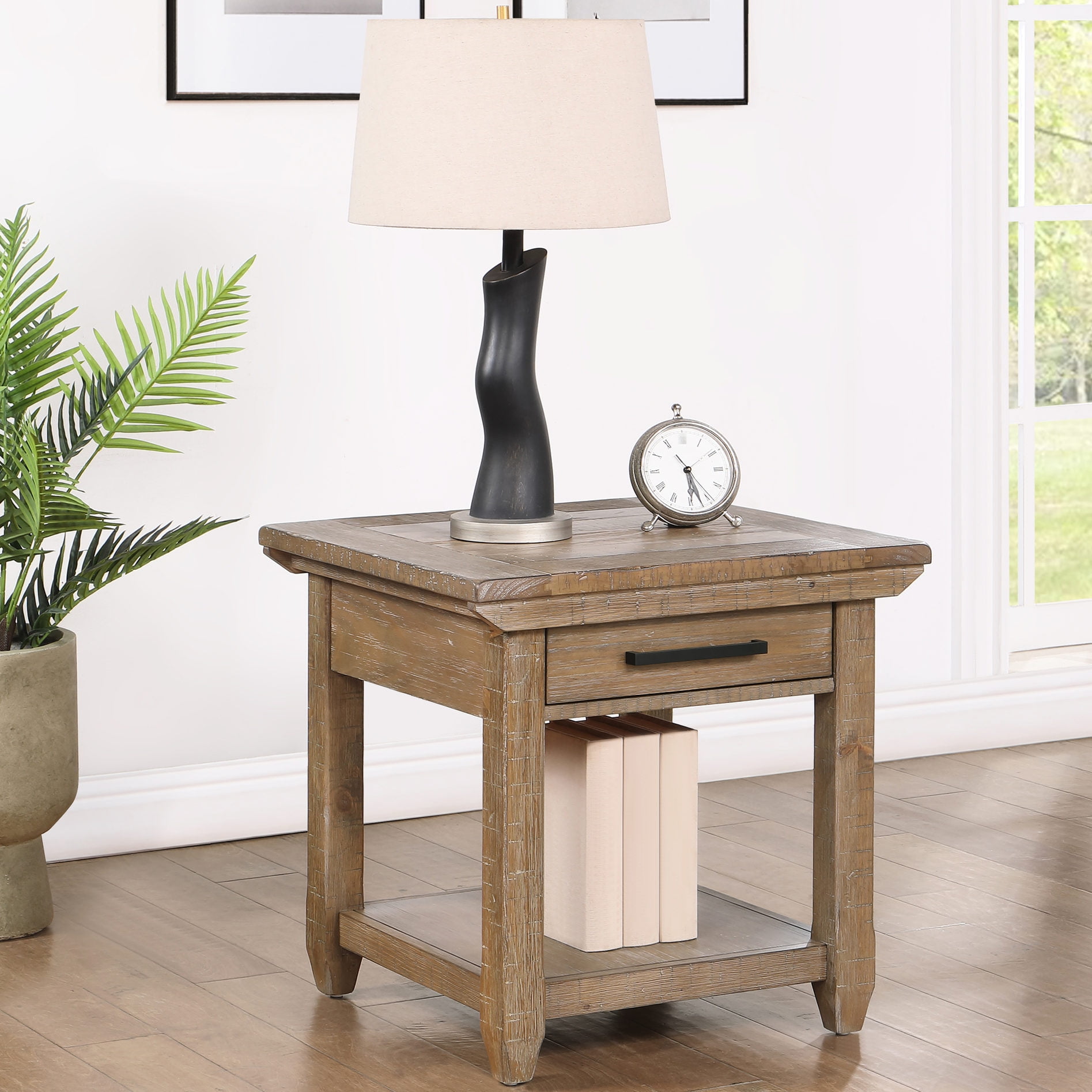 End Table | Storage Side Table with Bottom Shelf | Engineered Woods and ...