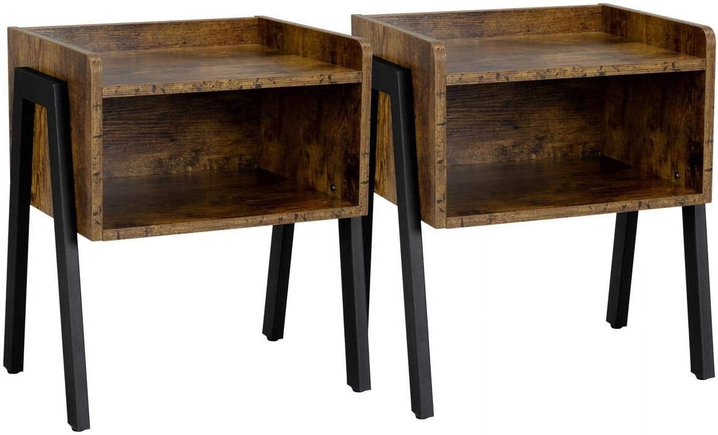 End Table with Storage, Stackable End Table Living Room Set of 2, Side ...
