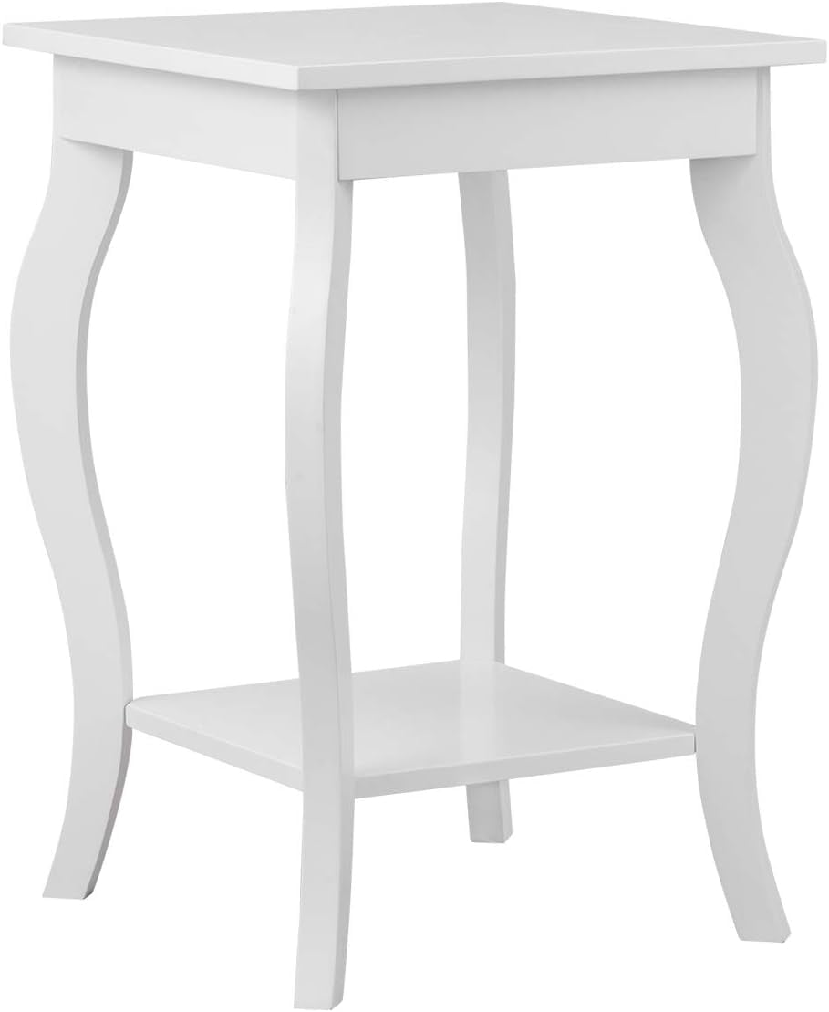 End Table W/Curved Leg and Bottom Shelf Accent Sofa Side Telephone ...