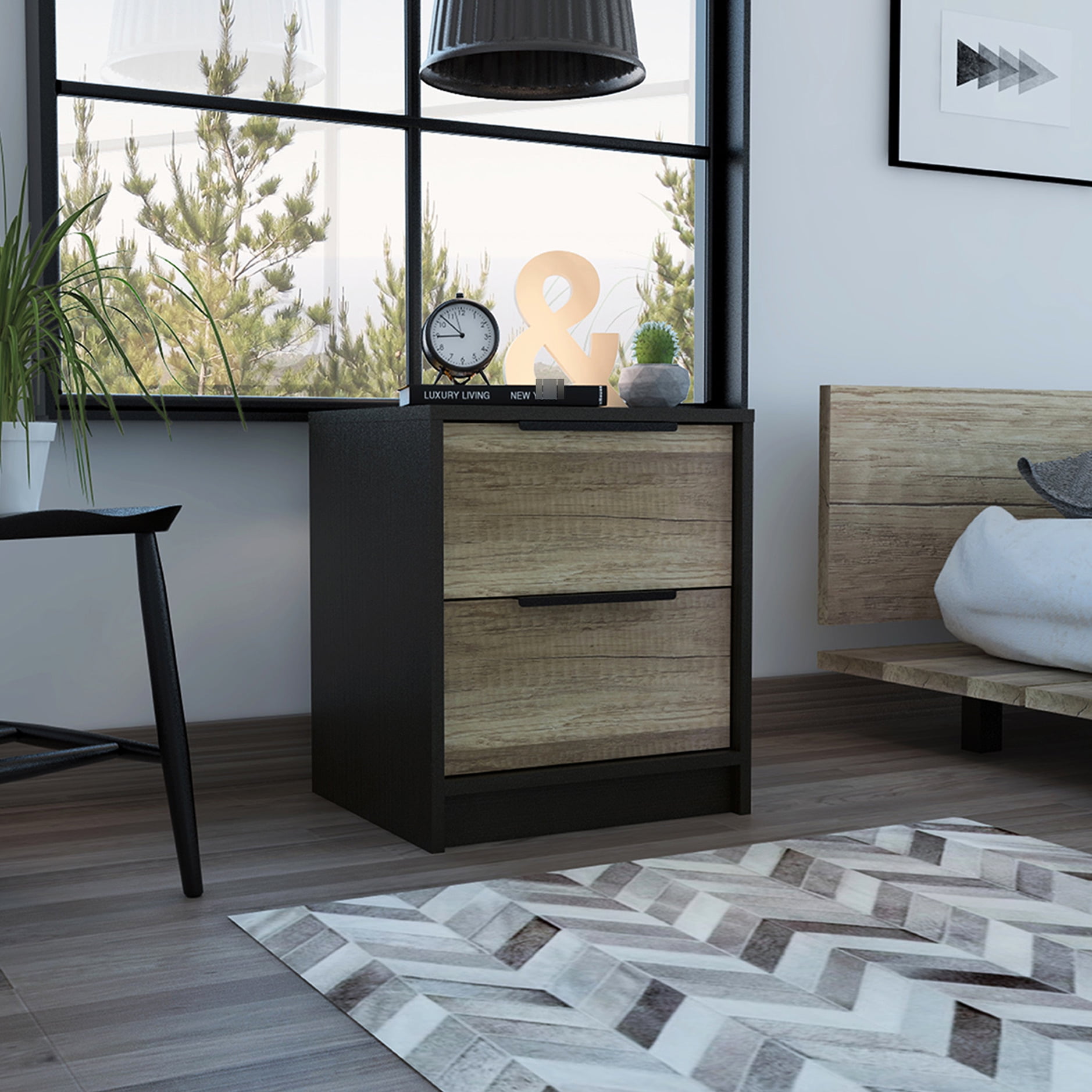 End Table With Scratch- Design, Two Drawers For Living Room Longevity ...