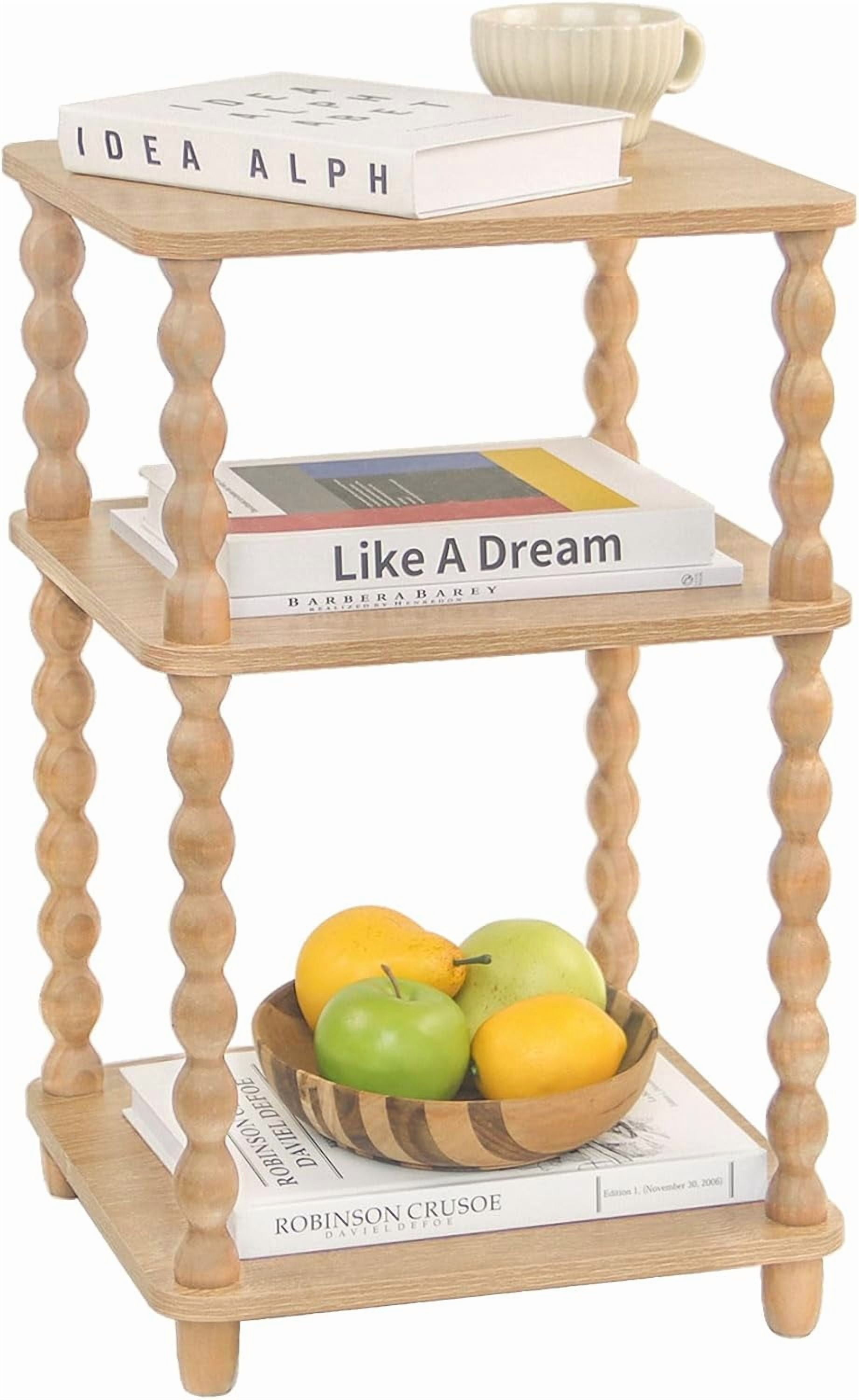 dxynlzq End Table Wood Side Table with 3 Tier Open Shelf Small Table ...