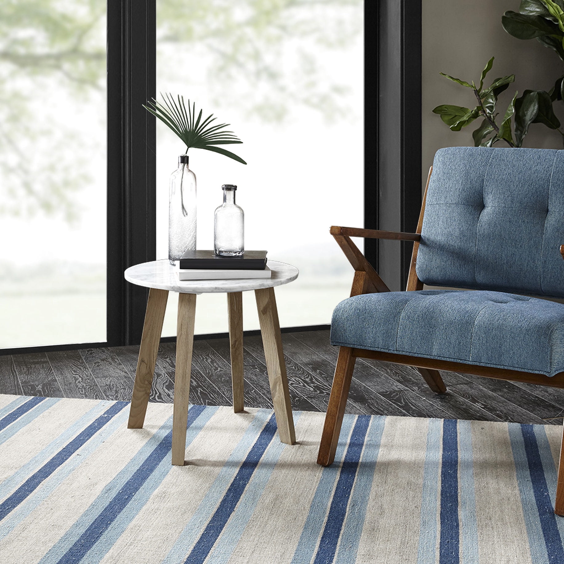 End Table for Living Room | Simple Style for Coziness | White Marble on Wheat Frame | Comes in 2 ...