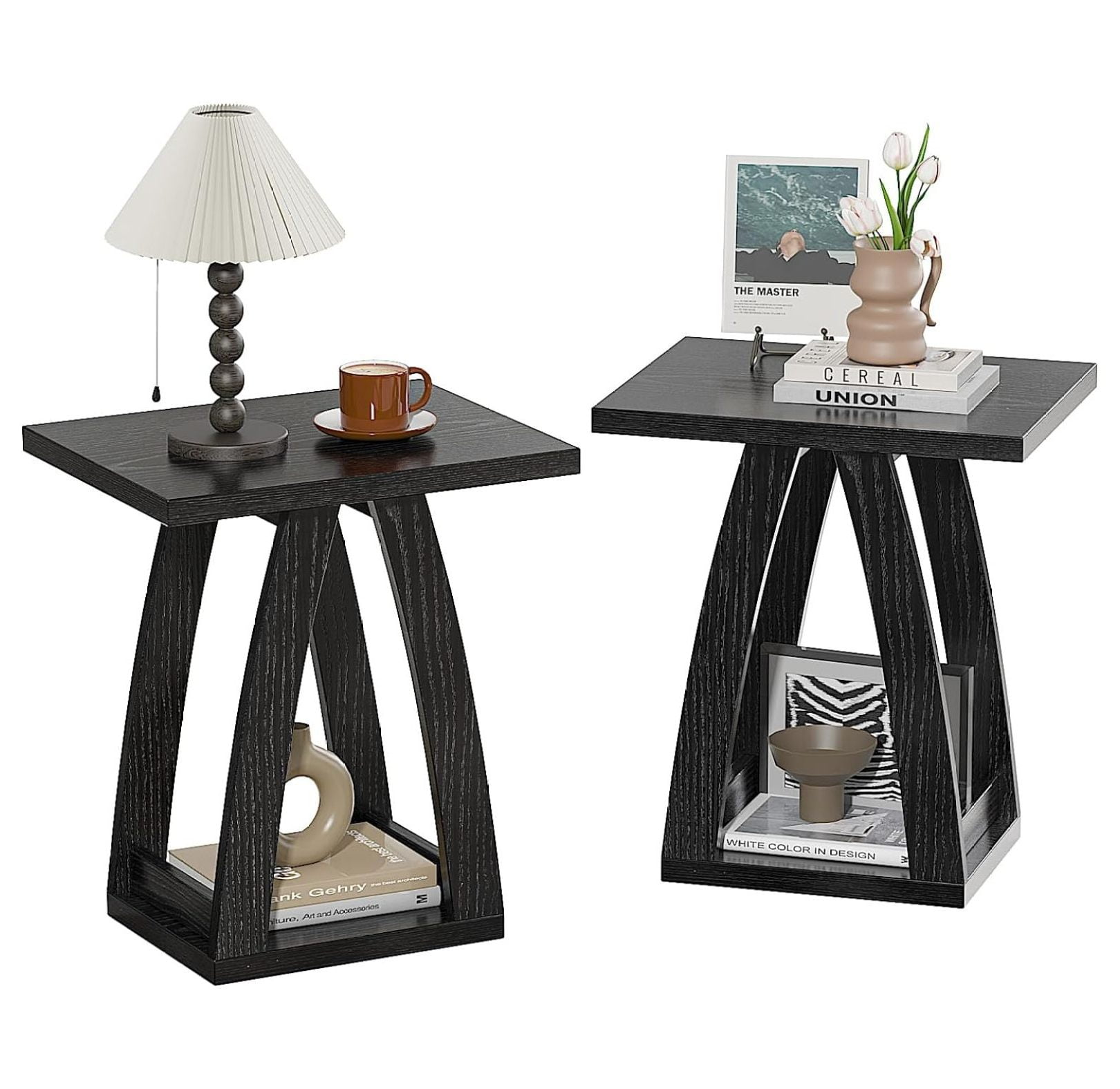 End Table set of 2, Side Table, Nightstand, Sofa Side Table with Shelf ...