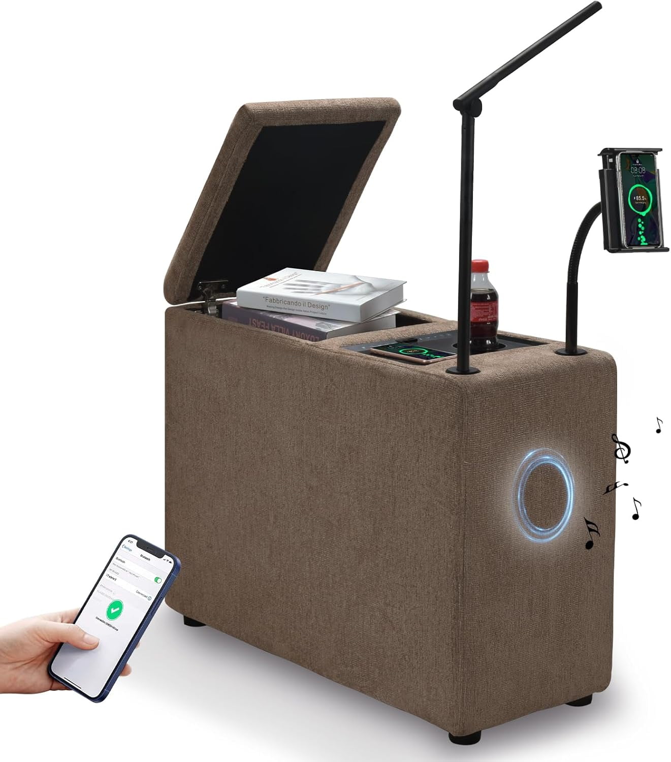 End Table with Audio,Upholstered Console, Modular Console with Cup ...