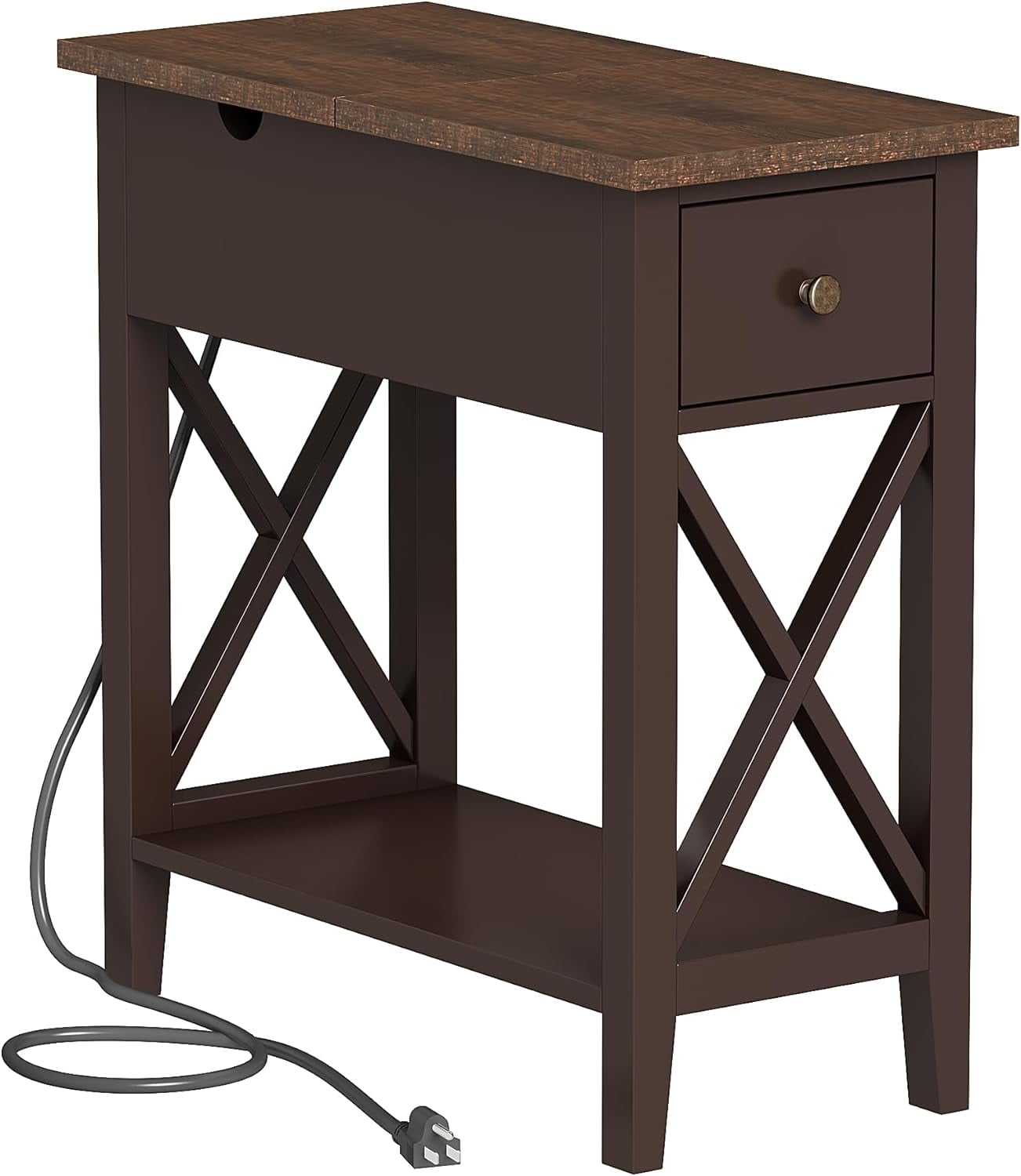 End Table with Charging Station, Accent Small Side Table Nightstand for ...