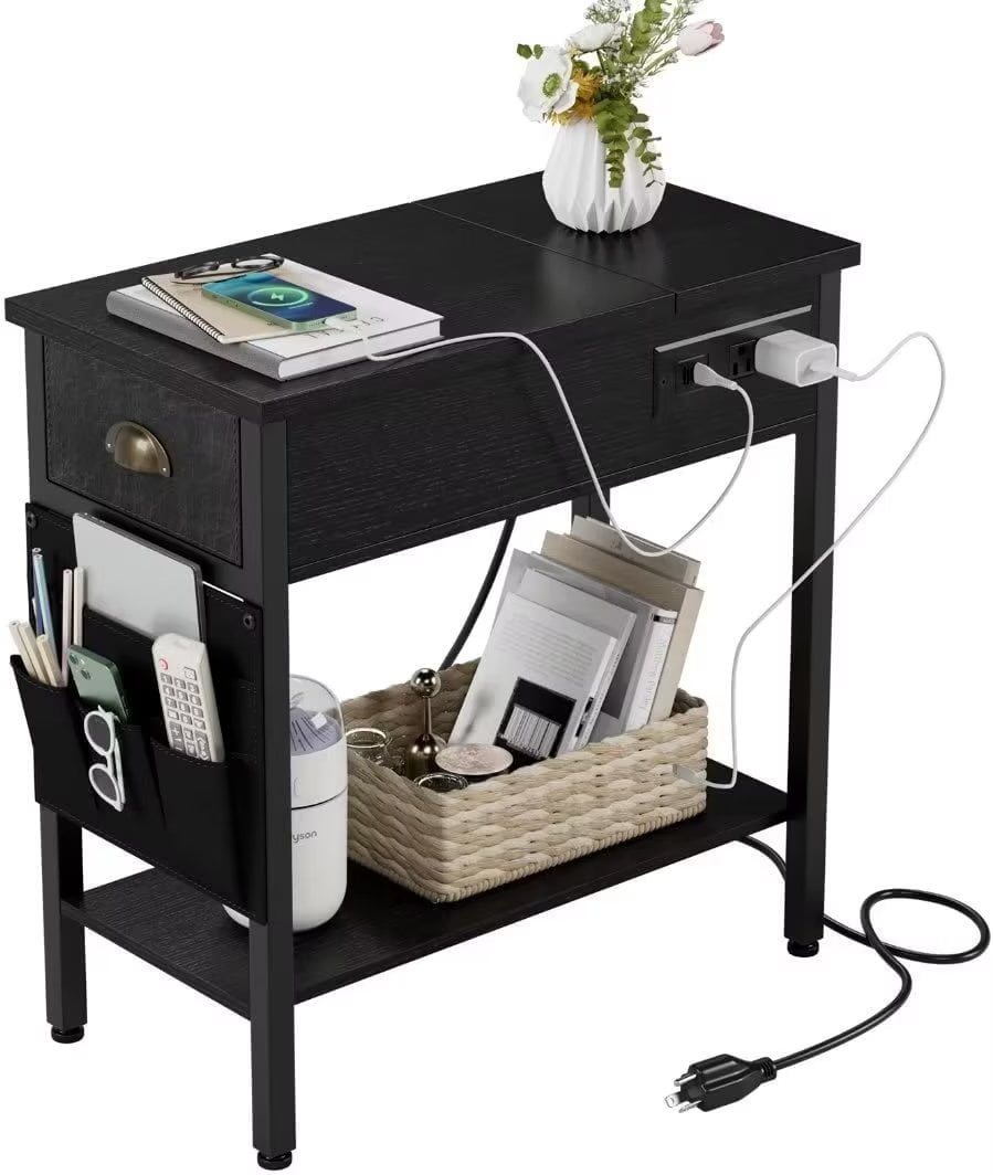 End Table with Charging Station, Side Table with USB Ports and Outlets ...