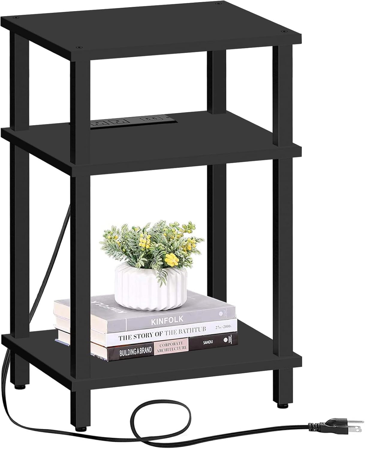 End Table with Charging Station, Side Table with USB Ports and Outlets ...