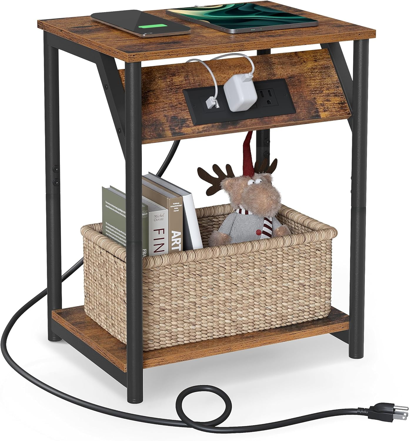 End Table with Charging Station,Small Side Tables for Living Room ...