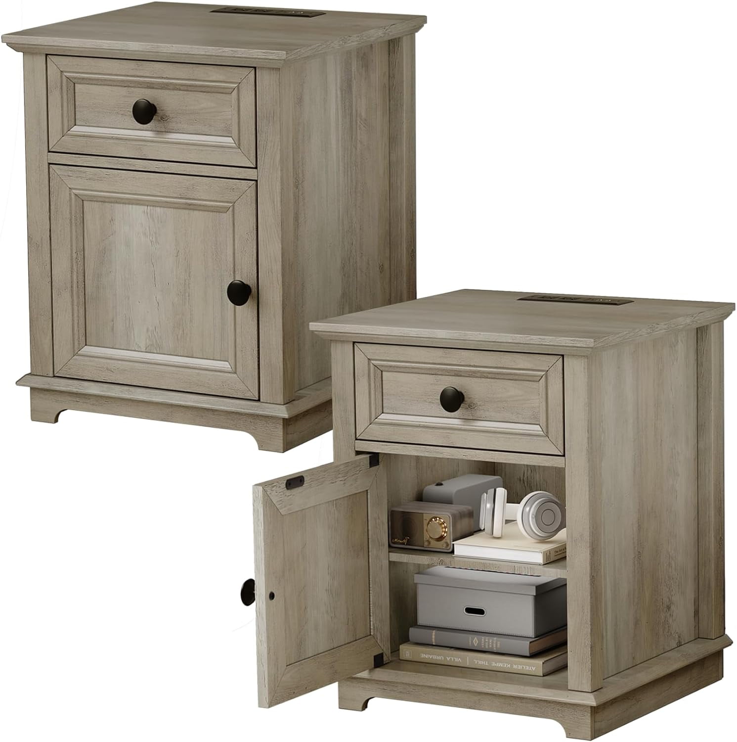 End Table with Fast Charging Station, End Tables Living Room, 18" Side ...