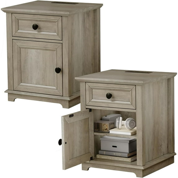 End Table with Fast Charging Station, End Tables Living Room, 18" Side ...