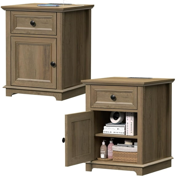 End Table with Fast Charging Station, End Tables Living Room, 18" Side ...
