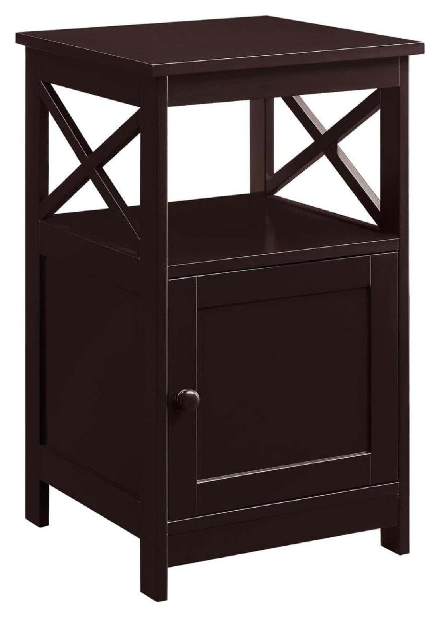 End Table with Storage Cabinet and Shelf, Espresso - Walmart.com