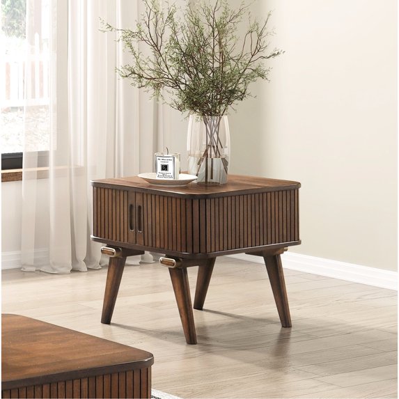 End Table with Tambour Doors | Functional for Living Space | Walnut ...