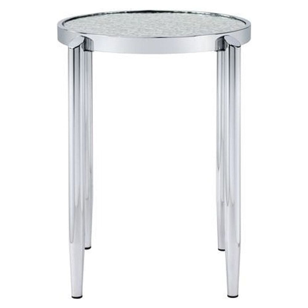 Benjara End Table with Tubular Rounded Legs and Frosted Glass Top ...