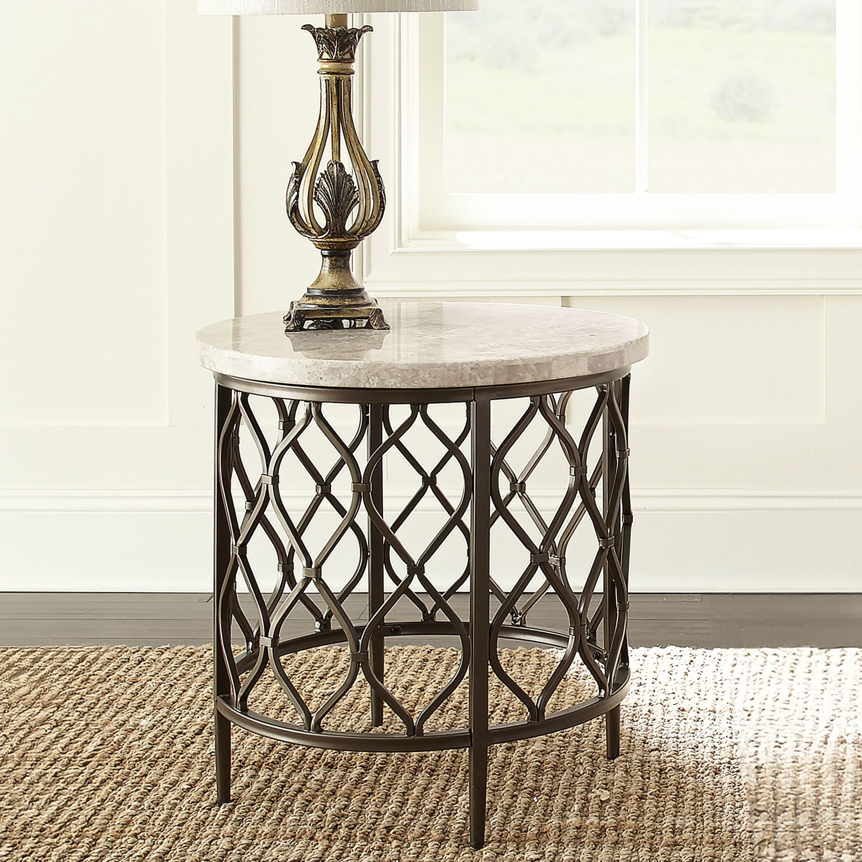 End Table with Unique White Stone and Designer Base - Suits Modern ...