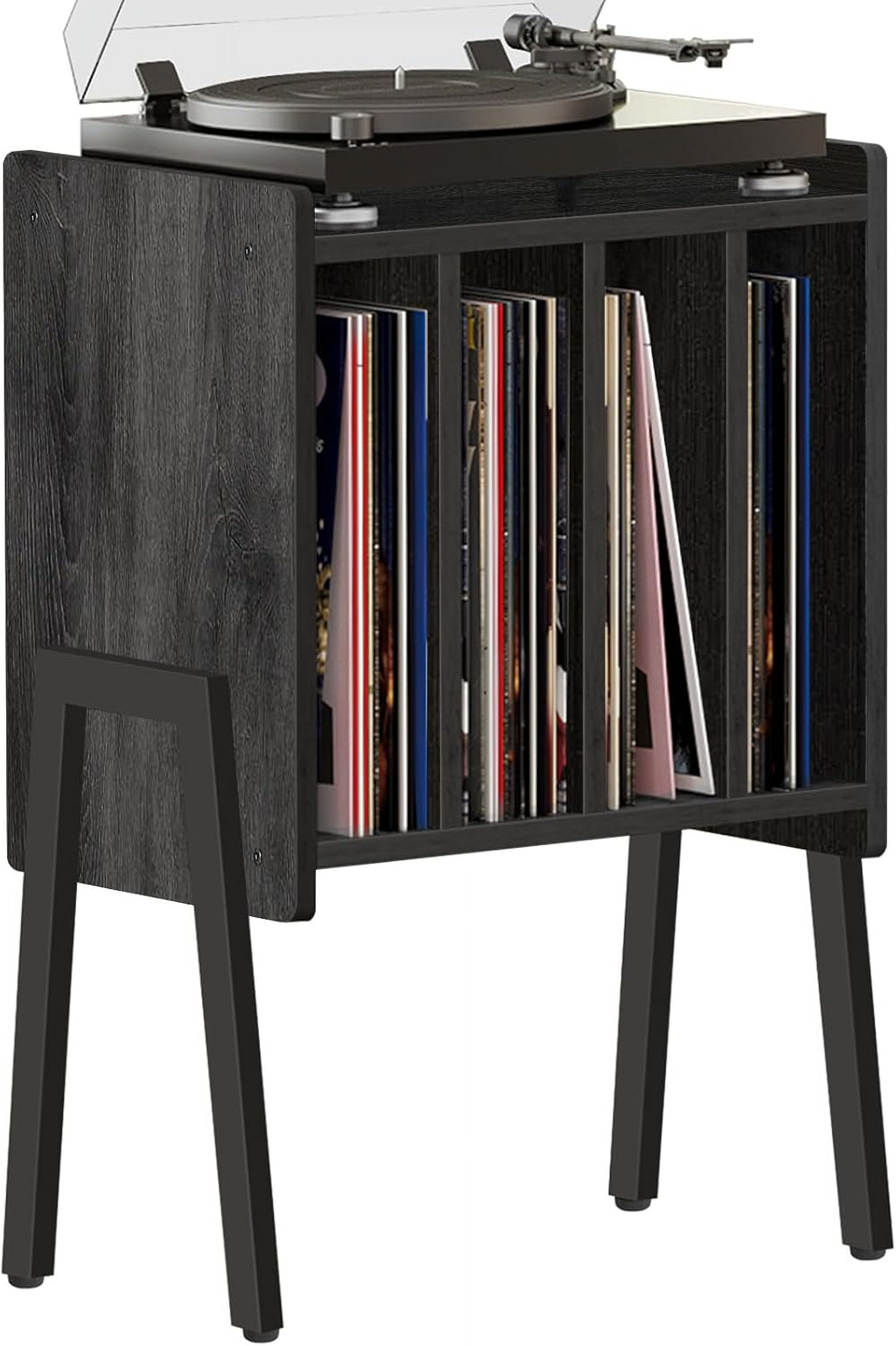 End Table with Vinyl Holder Display Shelf, Record Player Stand, Record ...