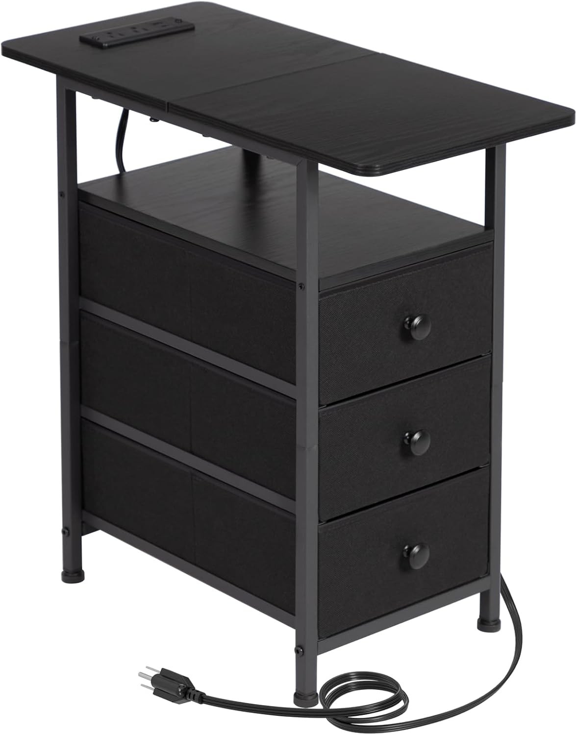 End Tables Living Room with Charging Station, Narrow Side Table with ...