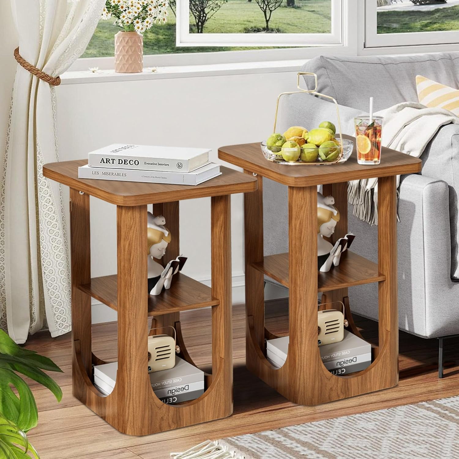 End Tables Living Room Set of 2, Modern Side Tables Bedroom with ...