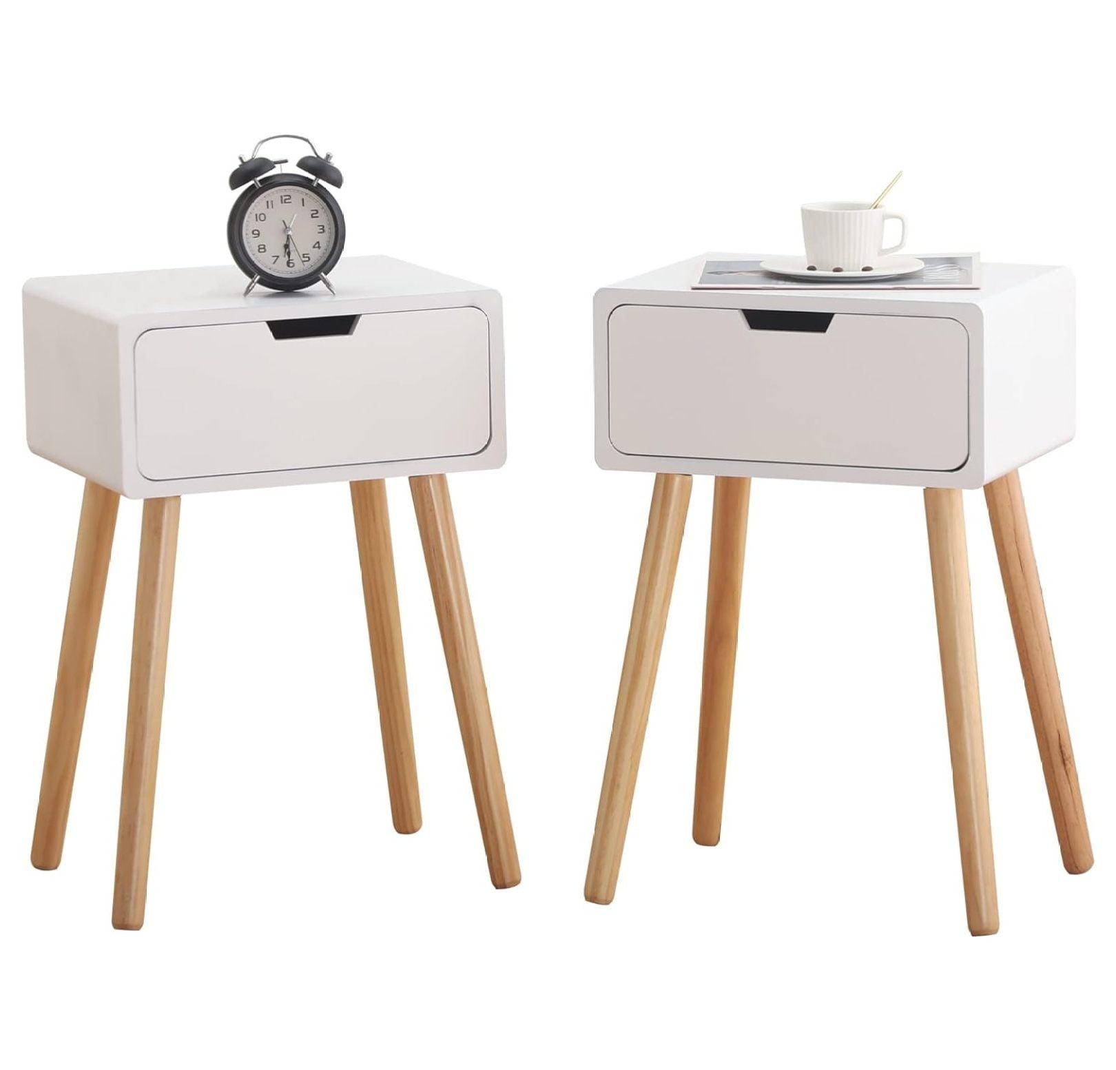End Tables Living Room Set of 2 White Night Stands Modern Nightstands ...