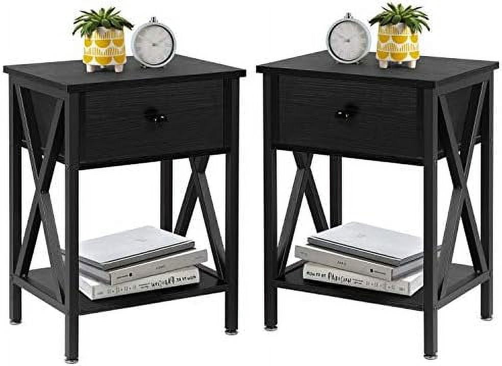 End Tables, Modern Nightstand with Drawer & Shelf, Night Stand for ...