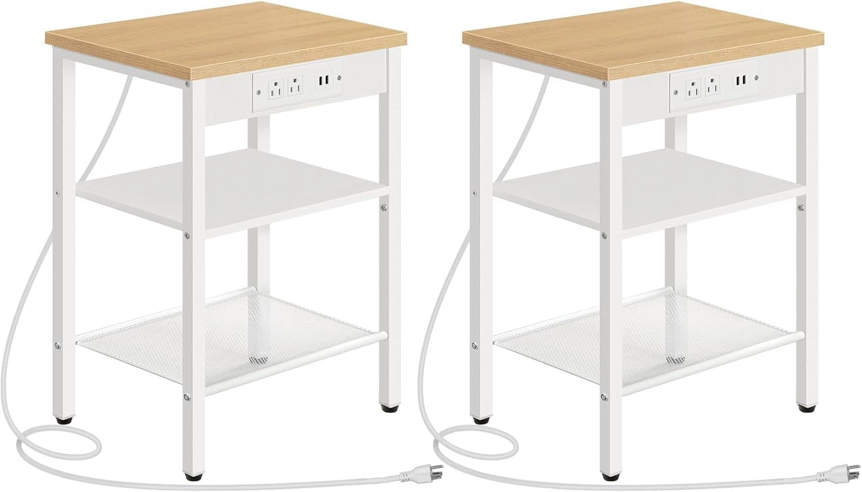 End Tables Set of 2 with Charging Station and USB Ports, 3-Tier ...