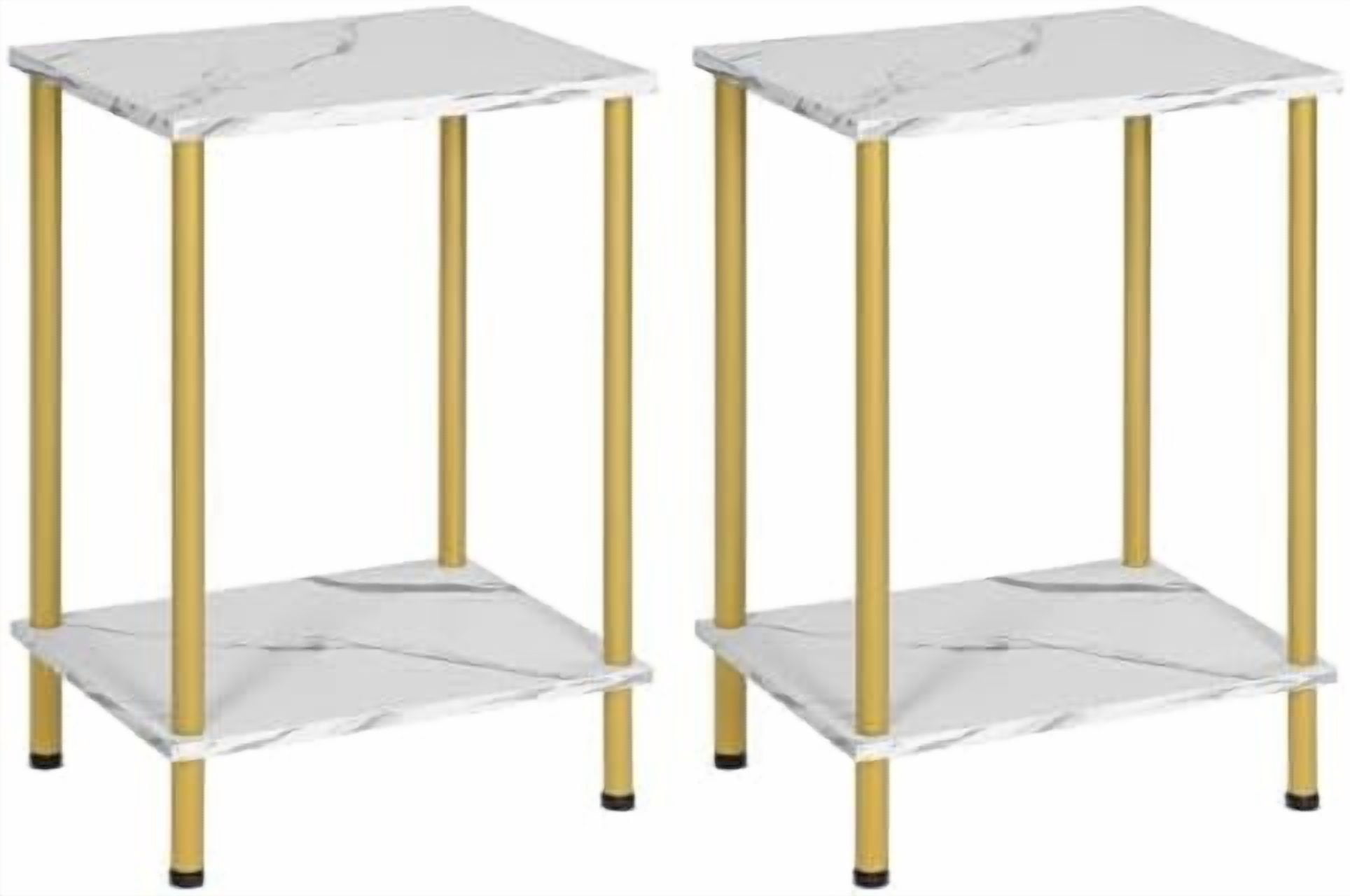 End Tables Set of 2, Small Side Table, Nightstand with 2-Layer Storage ...