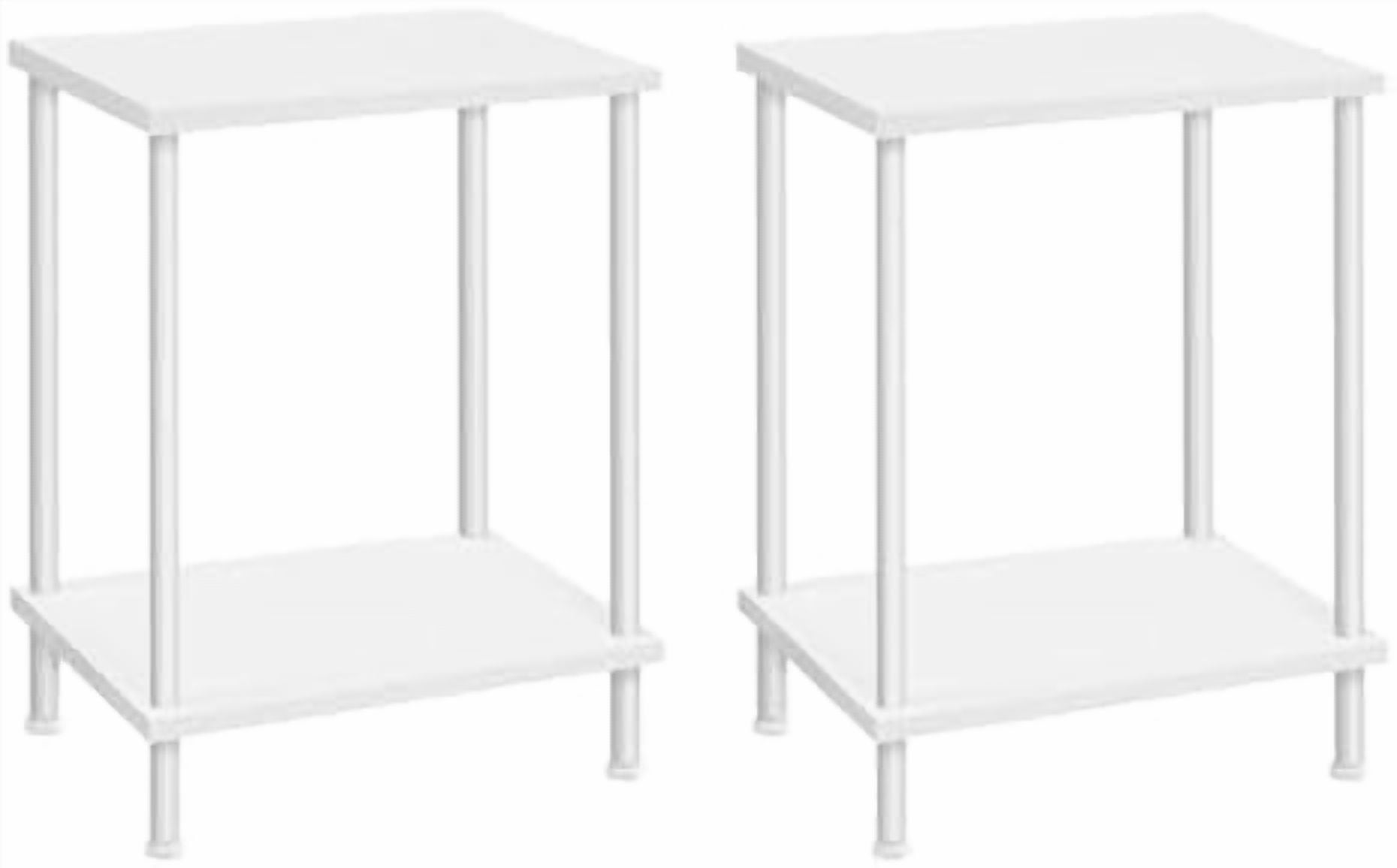 End Tables Set of 2, Small Side Table, Nightstand with 2-Layer Storage ...