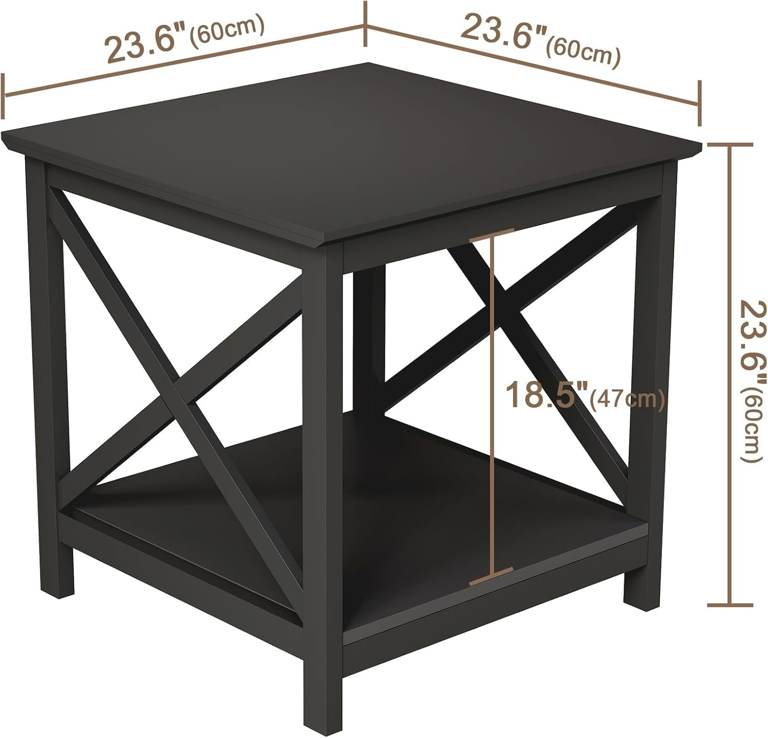 End Tables Set of 2, 24 Inch Side Table with Storage Shelf for Living ...