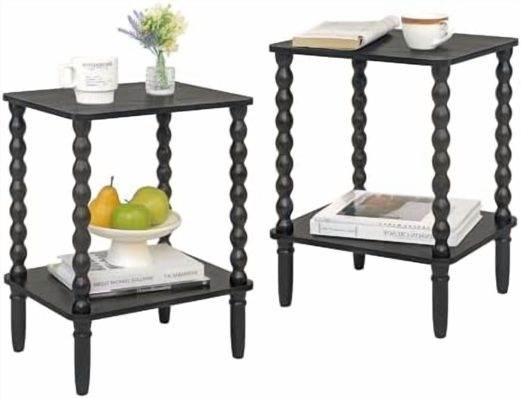 End Tables Set of 2, Small Side Table with Storage Shelf, Nightstands ...