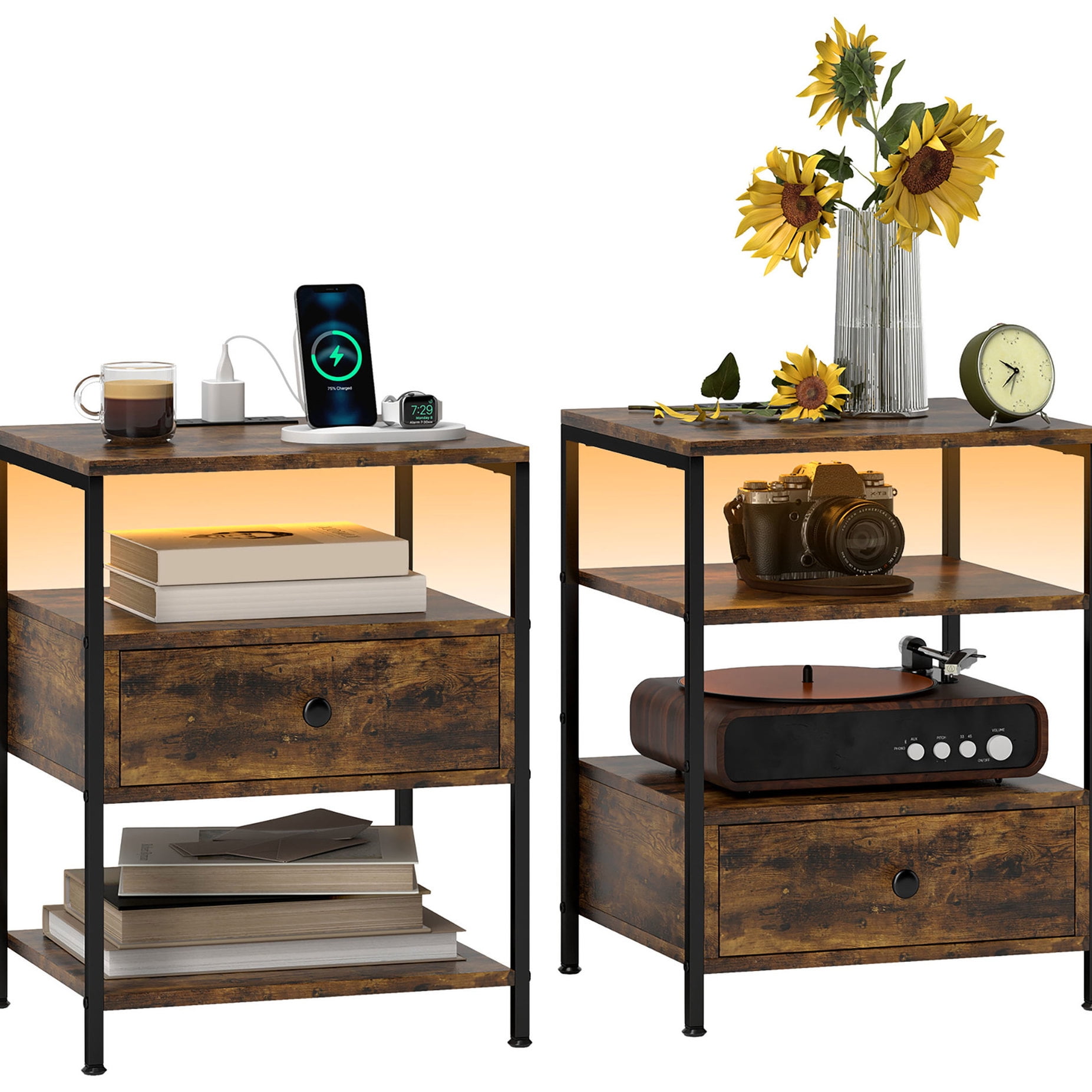 End Tables with AC Outlets and USB Ports - Charge Devices While Working ...