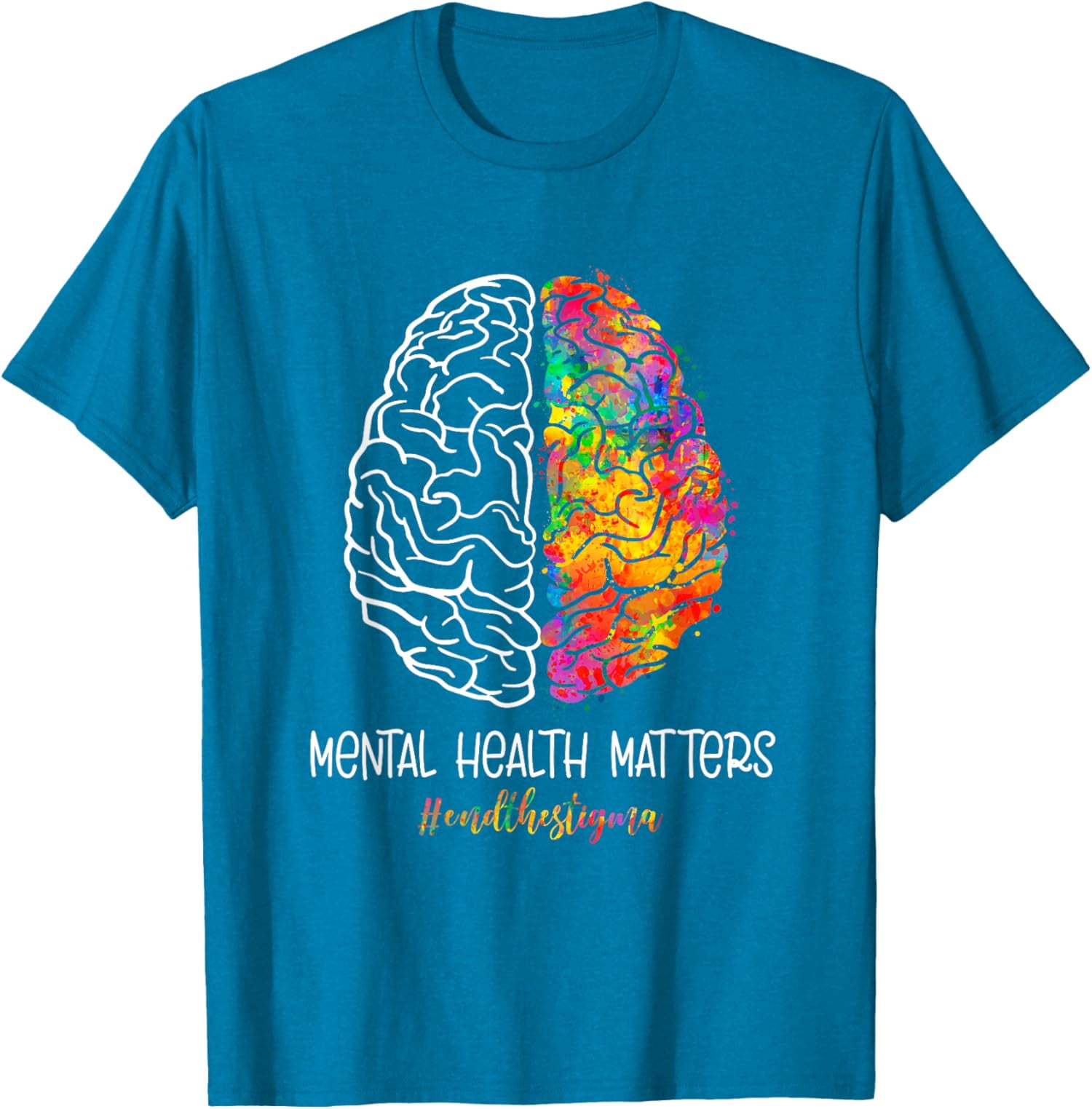 End The Stigma Mental Health Matters - Colorful Brain Awareness Design ...