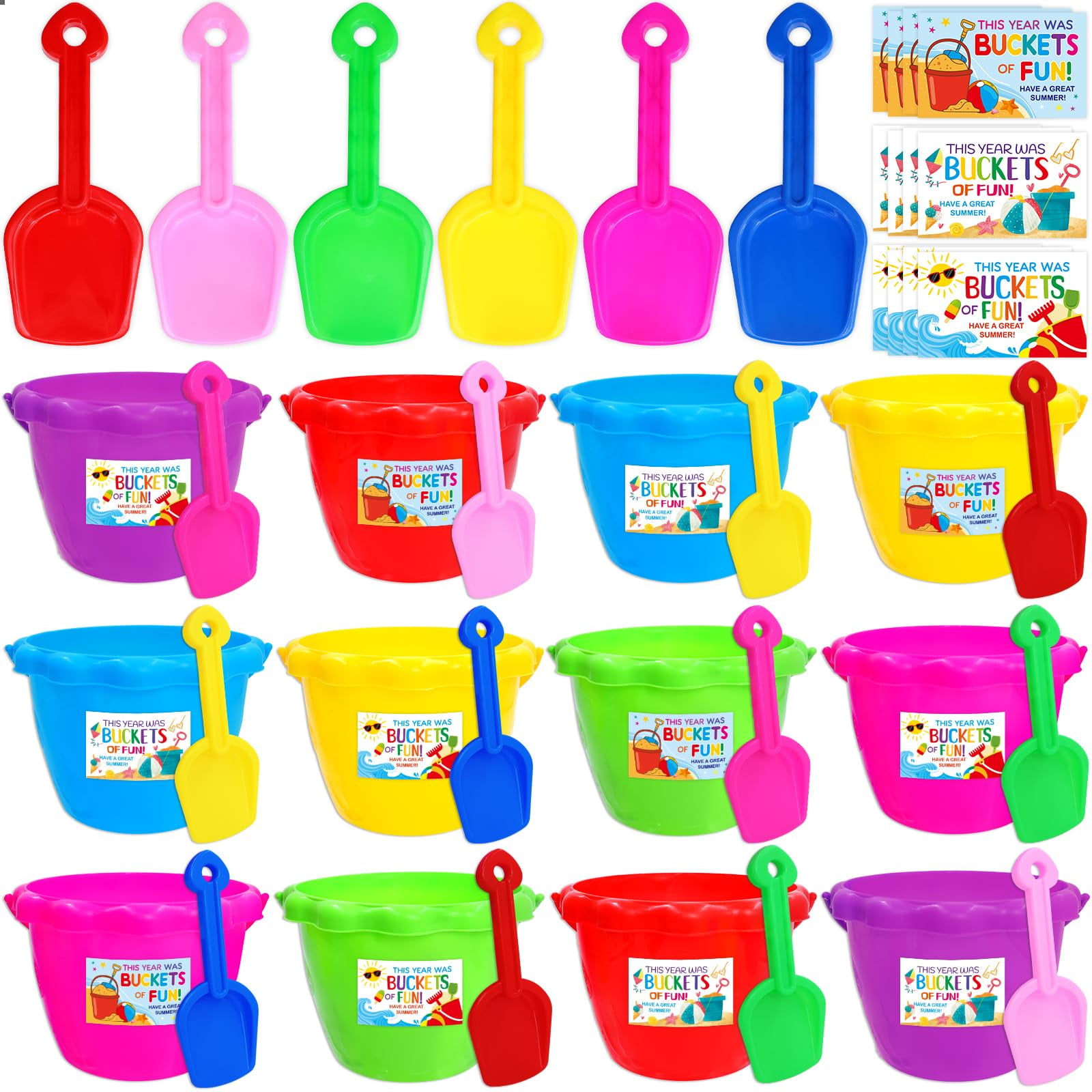 End of Year Gifts for Kids Sand Bucket Shovels with Stickers Summer ...