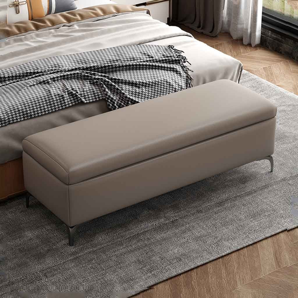 End of Bed Bench with Storage,Entryway Hallway Shoes Bench,Leather ...