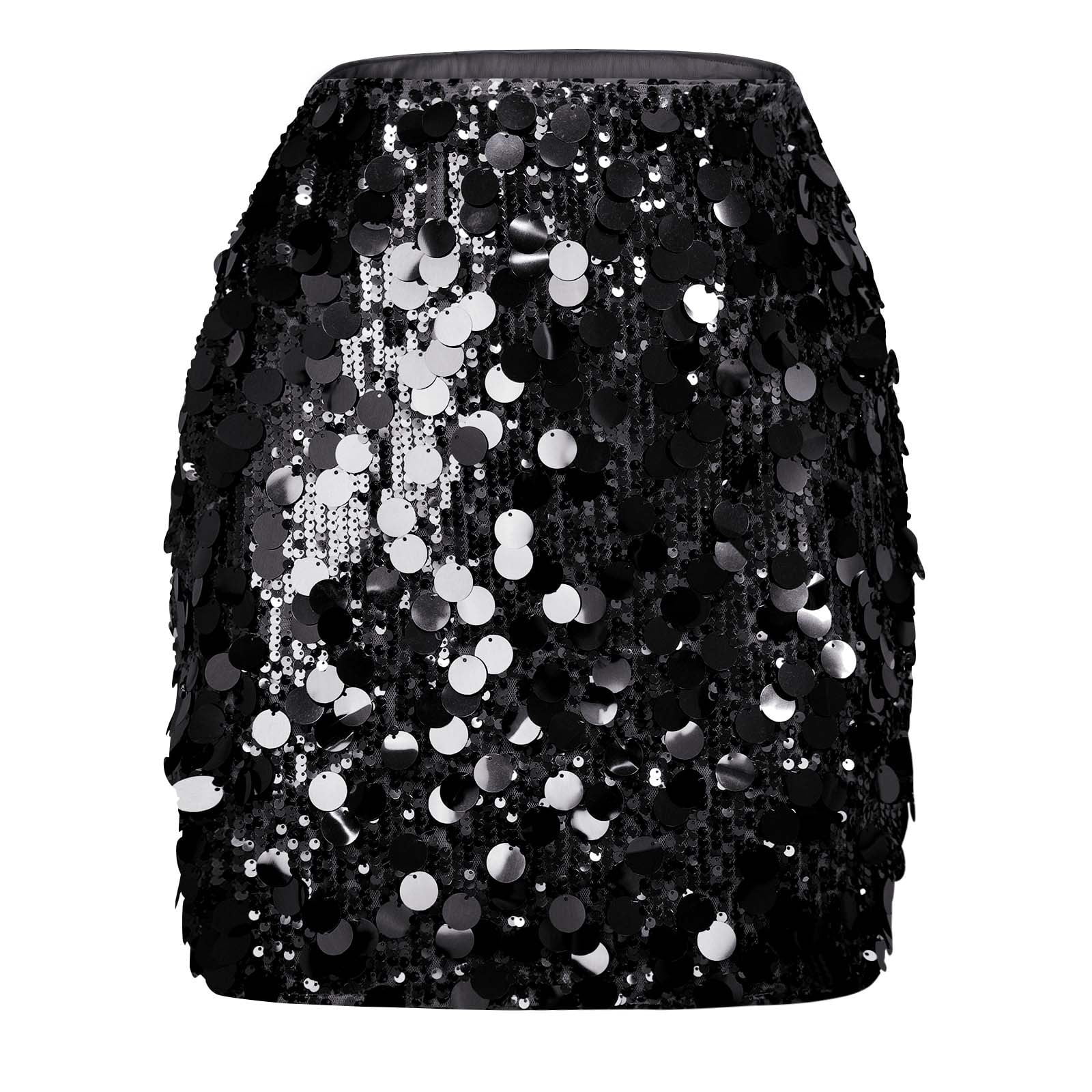 End-of-Season Sale Women's Glitter Mini Skirt High Waist Bodycon Fitted ...