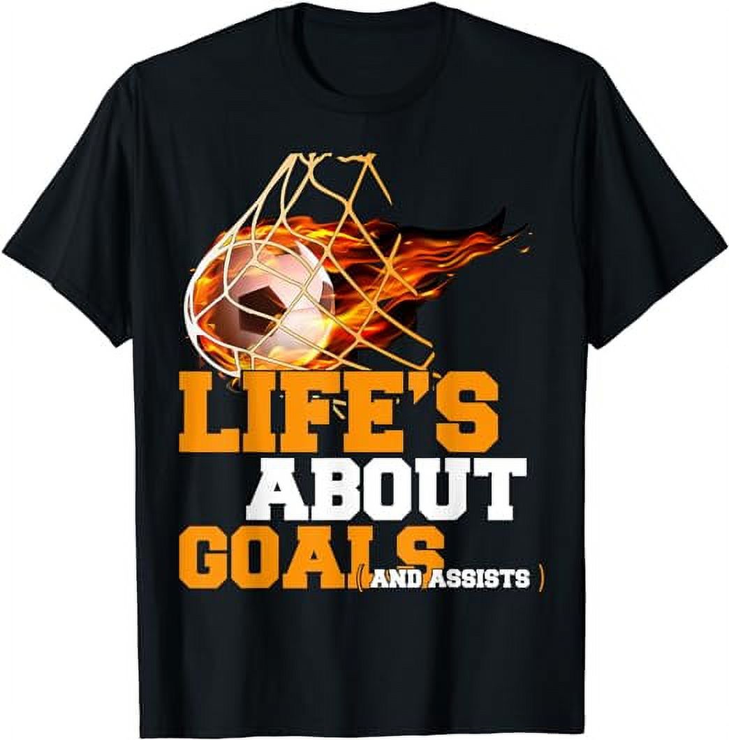 End of Season Soccer Team Gifts for Boys Life's About Goals T-Shirt ...
