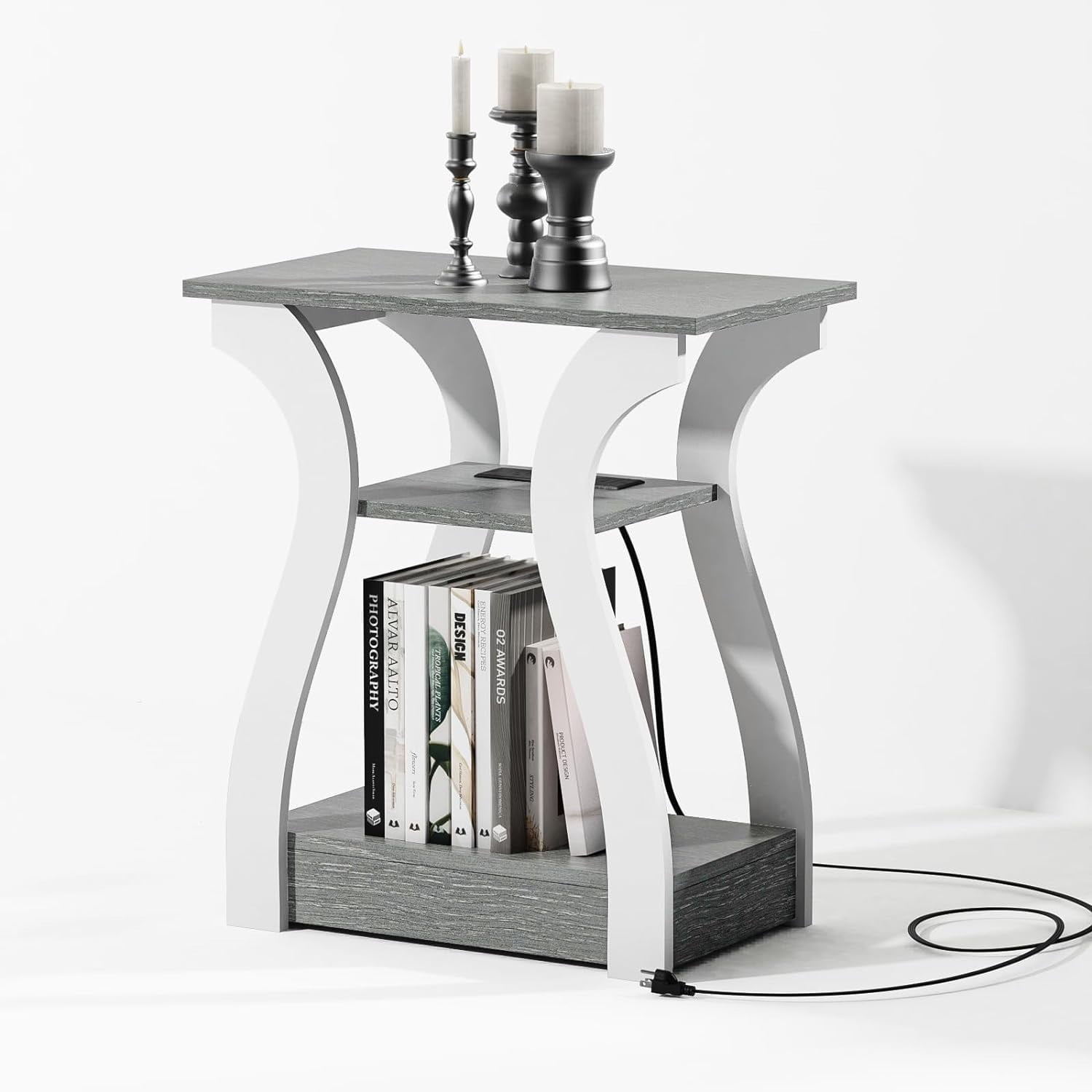 End Table with Charging Station, Side Table with USB Ports and Outlets ...