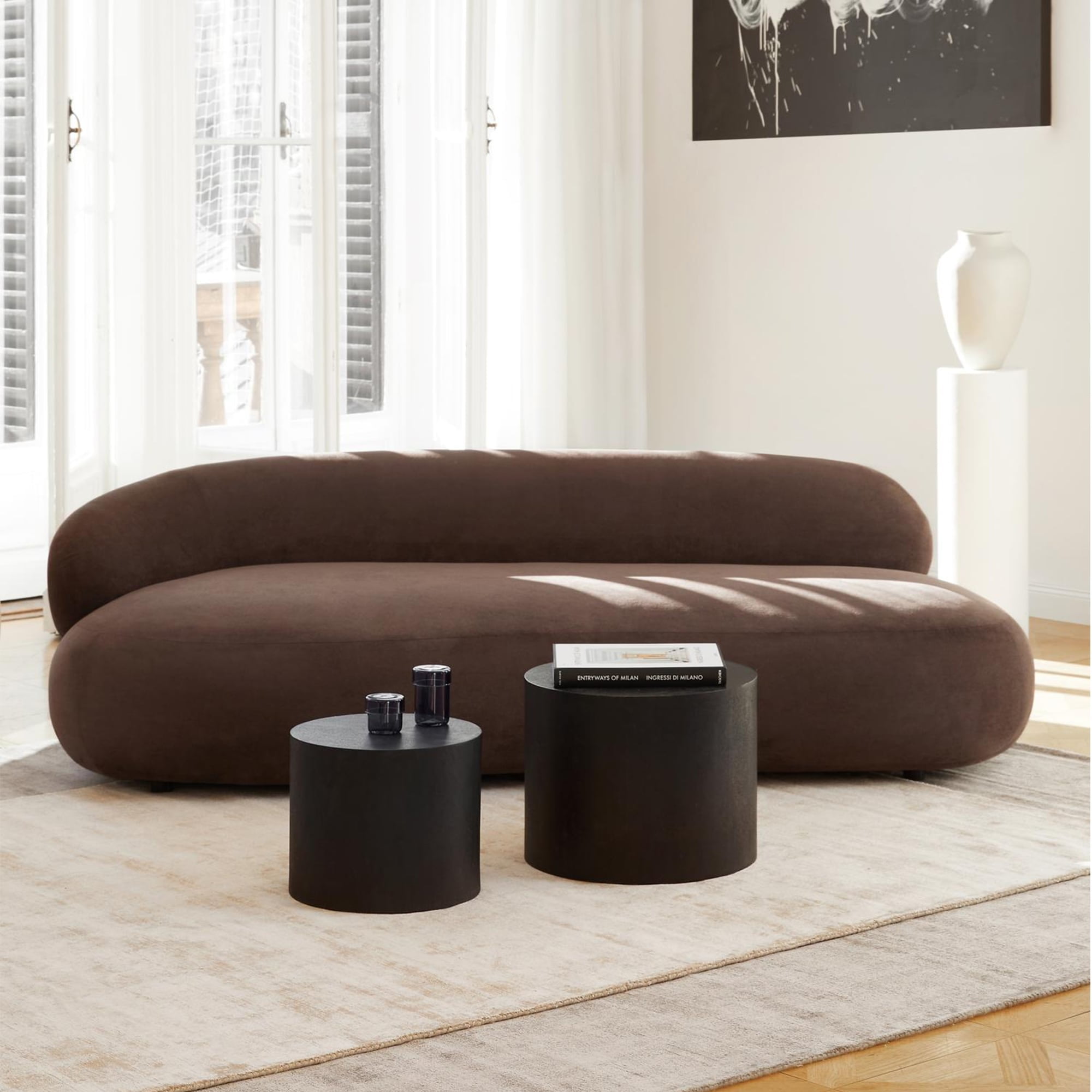 Modern Farmhouse Round Side Coffee Table Set (Set of 2) End Tables for ...