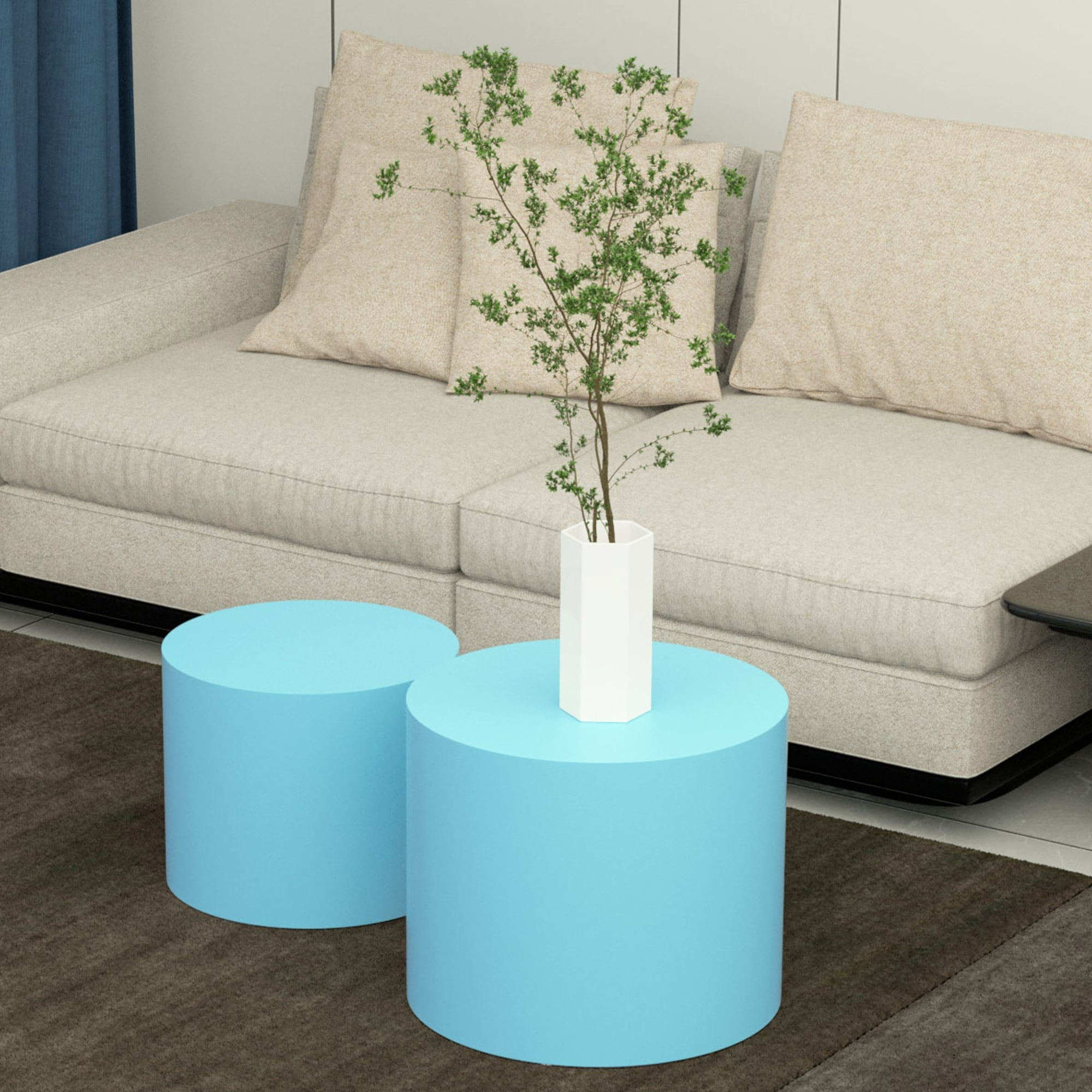 End table Modern Farmhouse Round Accent Nesting Side Coffee Table Set ...