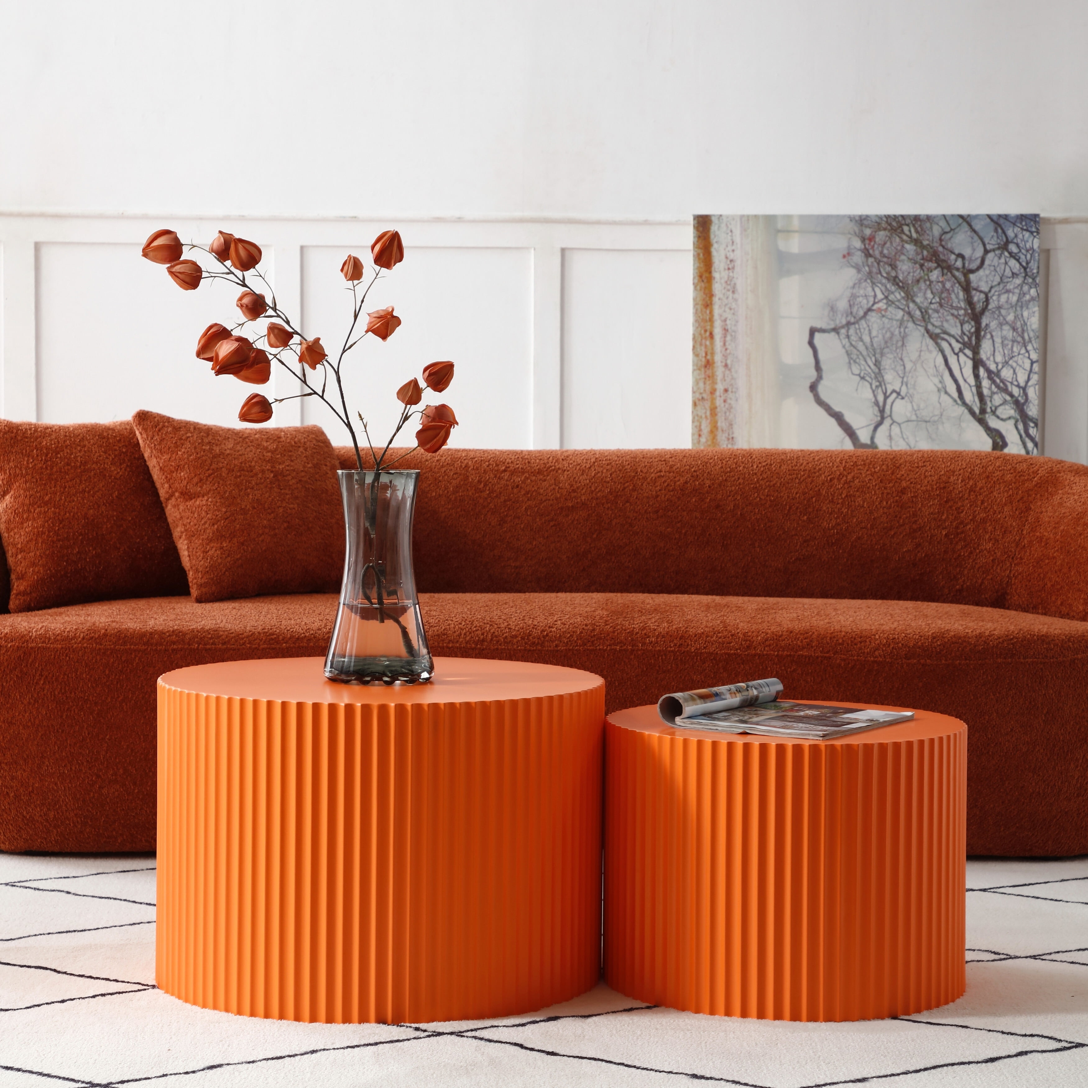 End table Modern Round Accent Nesting Side Coffee Table Set (Set of 2 ...