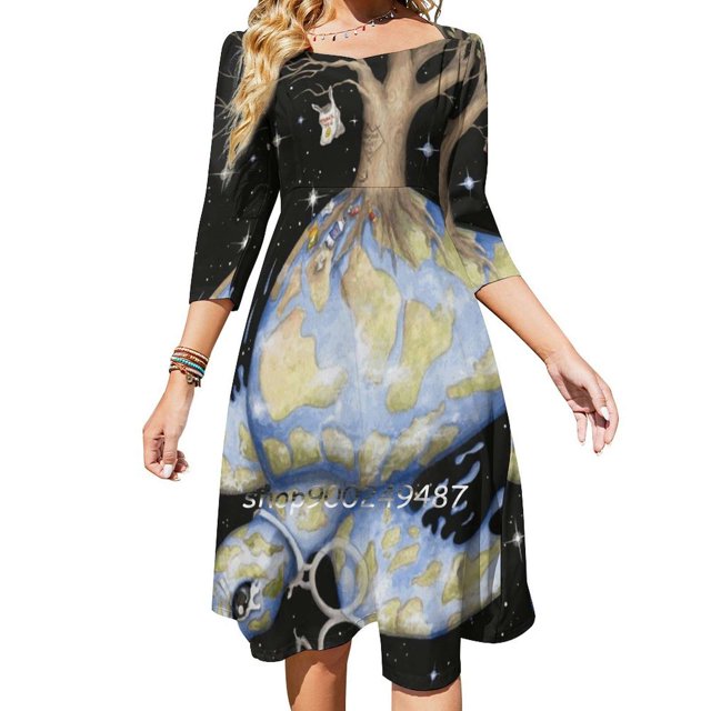 Endangered-Global Warming And Climate Change Flare Dress Square Neck ...