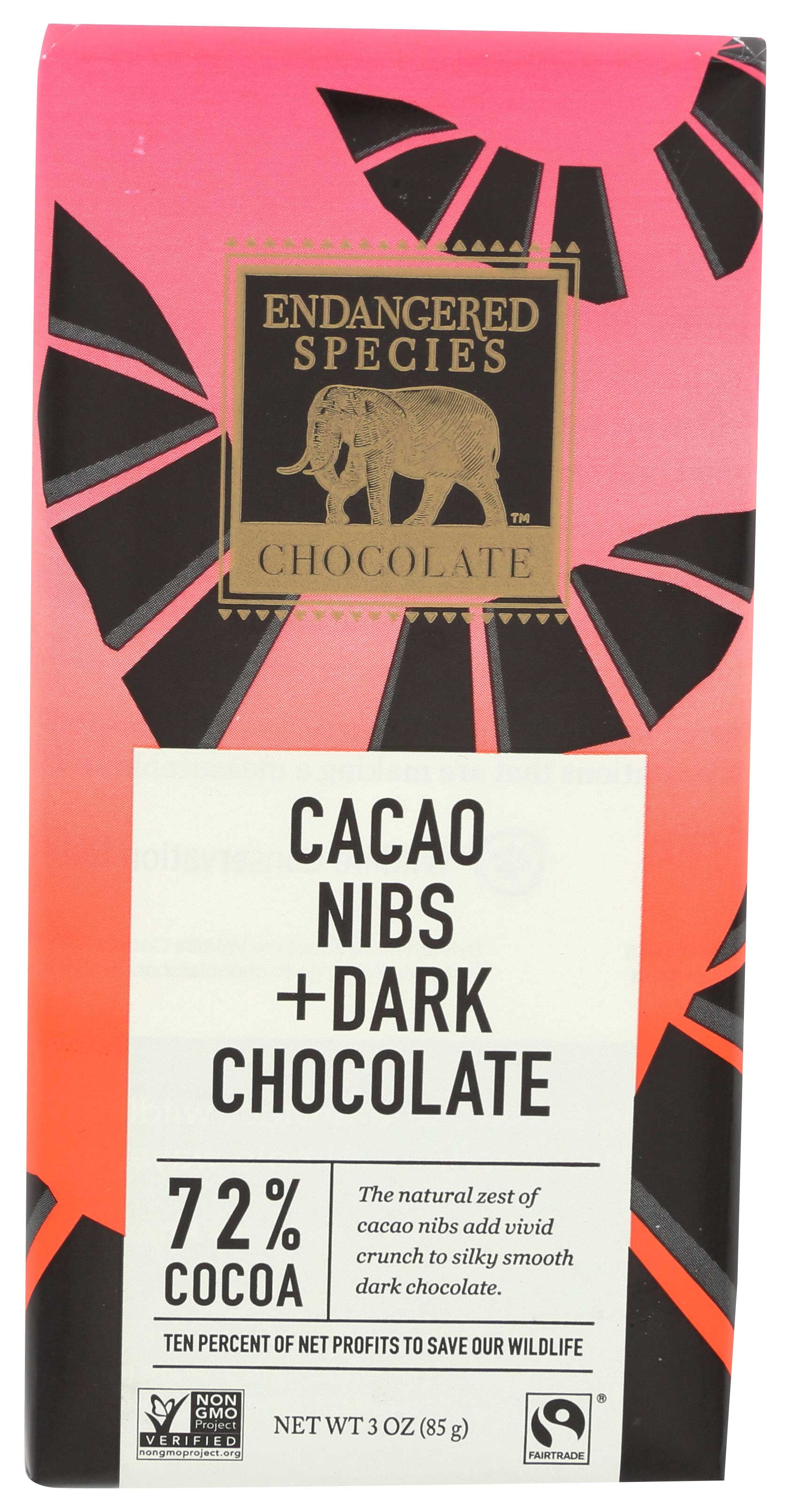 Endangered Species Chocolate Bars (12 Packs) (Dark Chocolate Cacao Nibs (72%)) - Walmart.com