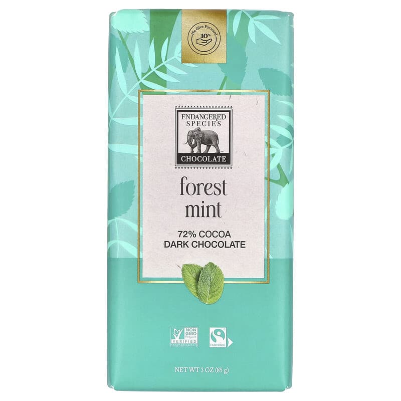 Endangered Species Chocolate Forest Mint + Dark Chocolate 72% Cocoa 3 ...