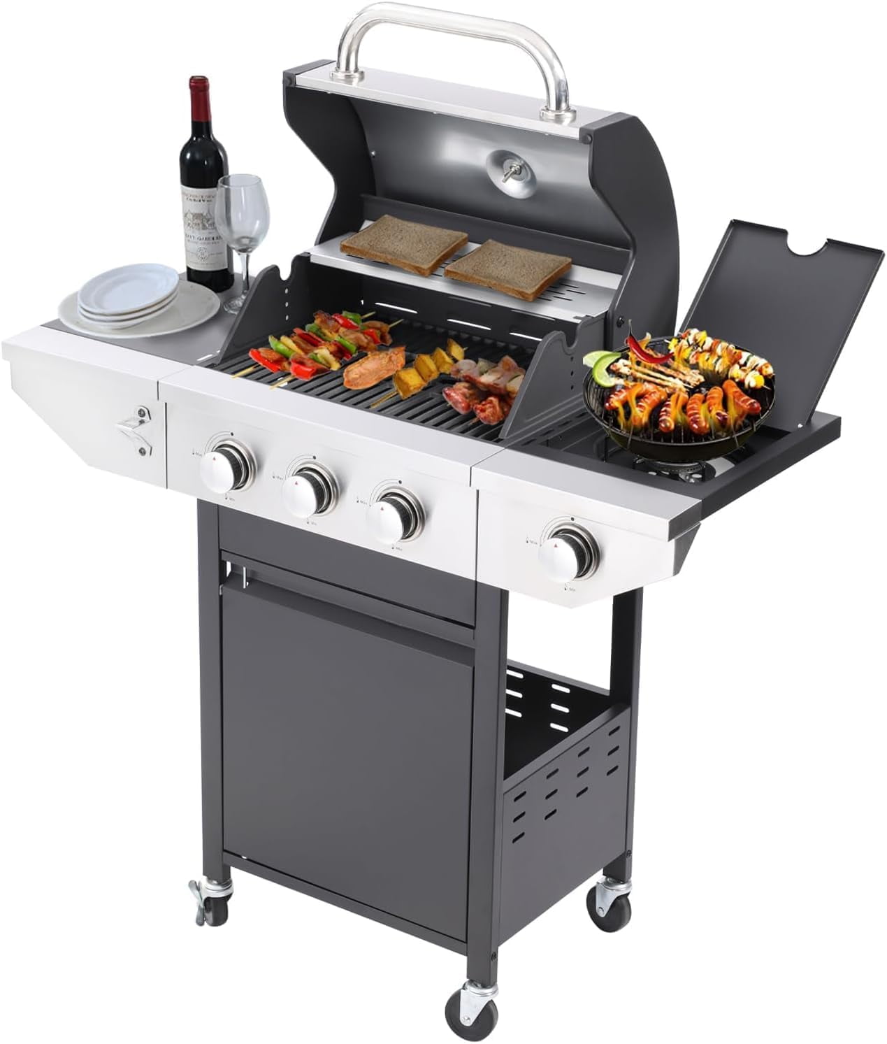 Endark 3-burner propane grill, 37,000 BTU with side-fire function ...