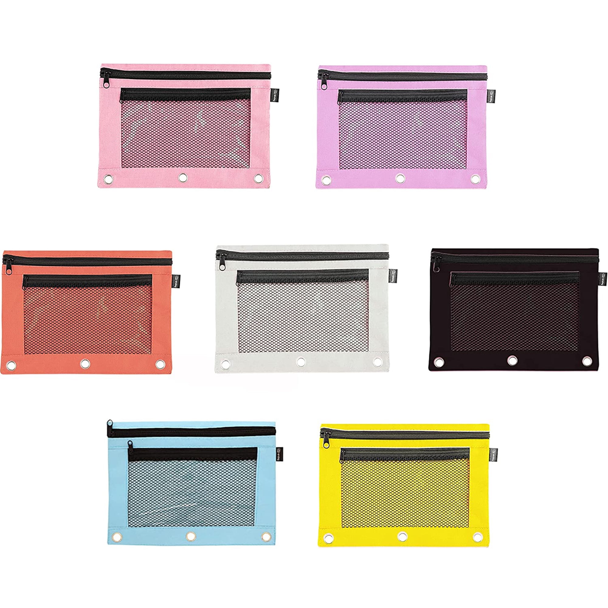 Enday 3 Ring Binder Large Pencil Pouch Mesh Bag Cosmetic Case ...