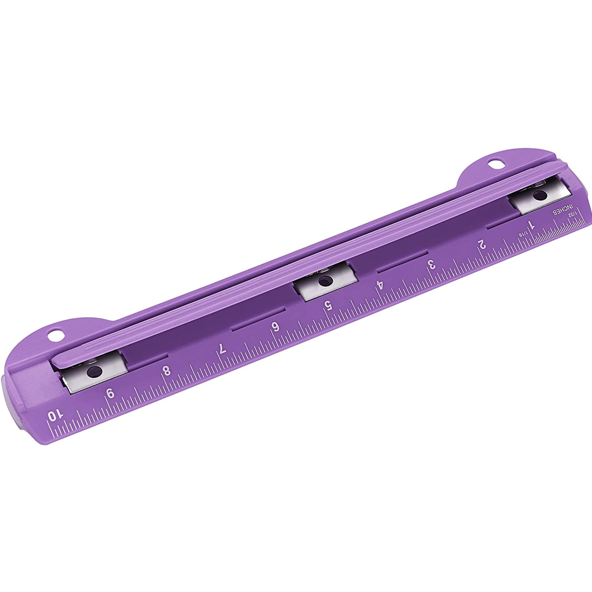 Enday 3 Ring Hole Punch with Plastic Ruler for 3 Ring Binder, Purple 1 ...