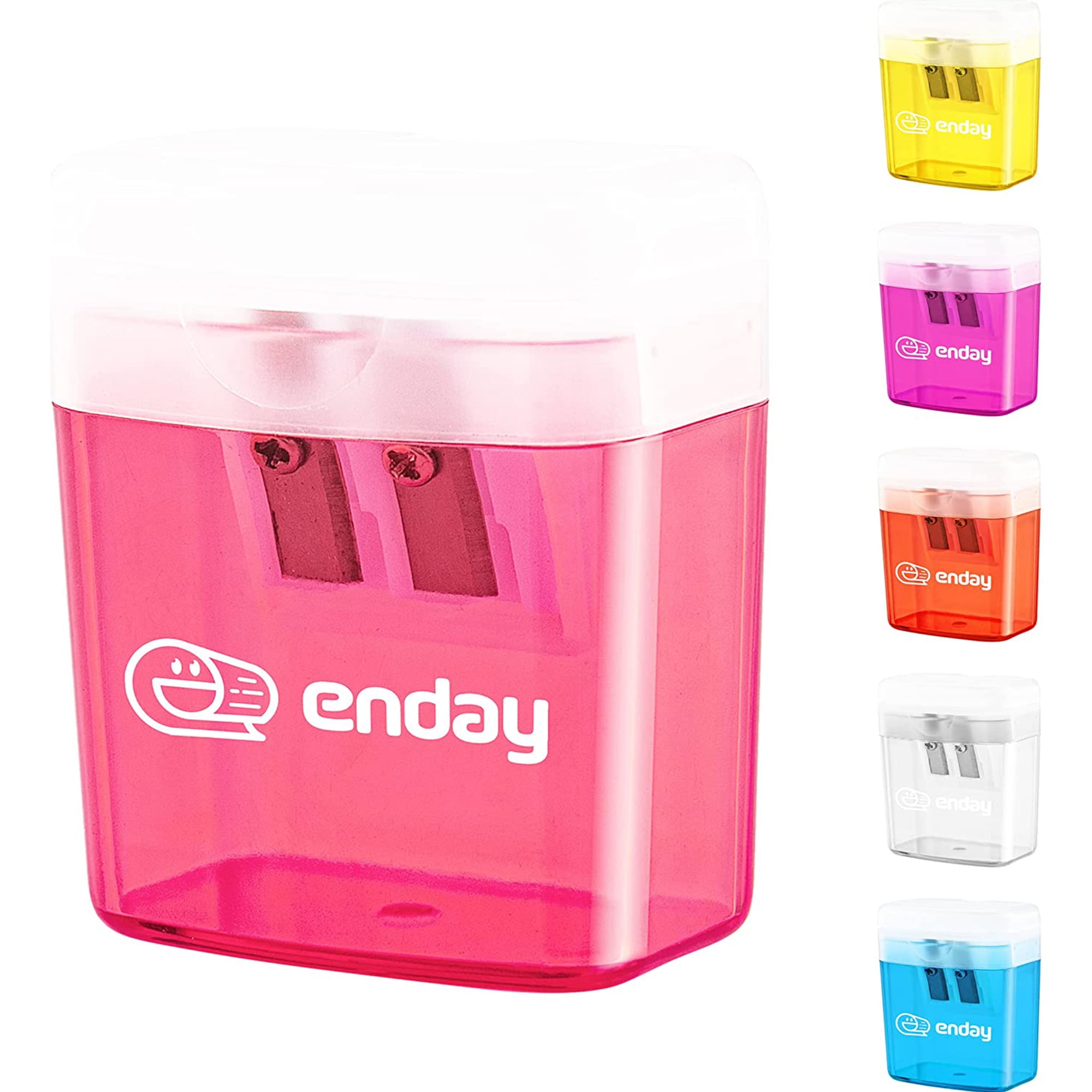 Enday Dual Manual Pencil Sharpener, Pink, Colored Pencil Sharpener ...